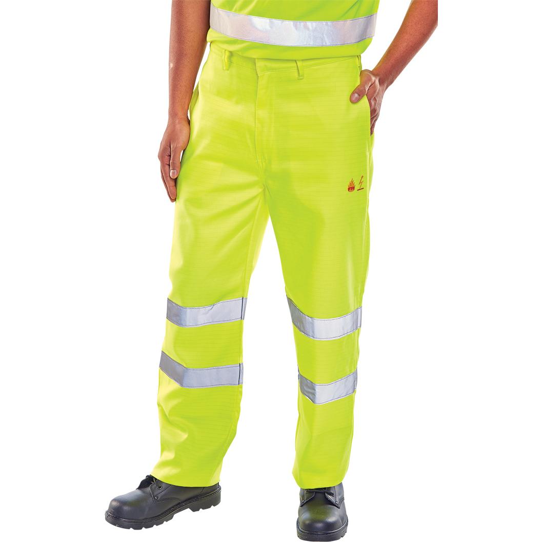 Beeswift Fire Retardant Anti Static Trousers En471 Saturn Yellow 42 ...