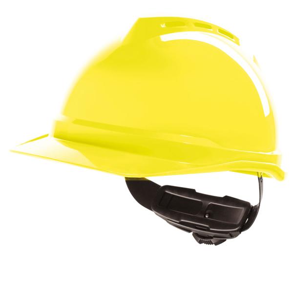 MSA V-Gard 500 Vented Safety Helmet Hi Vis Yellow MSAGV4A2HY