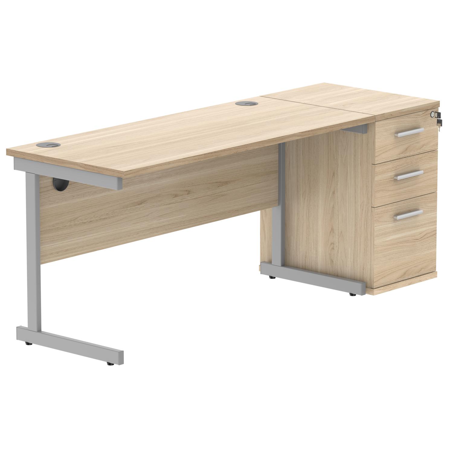 Single Upright Rectangular Desk + Desk High Pedestal (FSC) 1400 X 600 ...