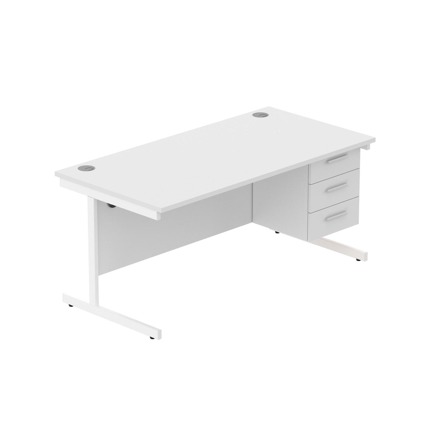 Office Rectangular Desk with Steel Single Upright Cantilever Legs + 3 ...