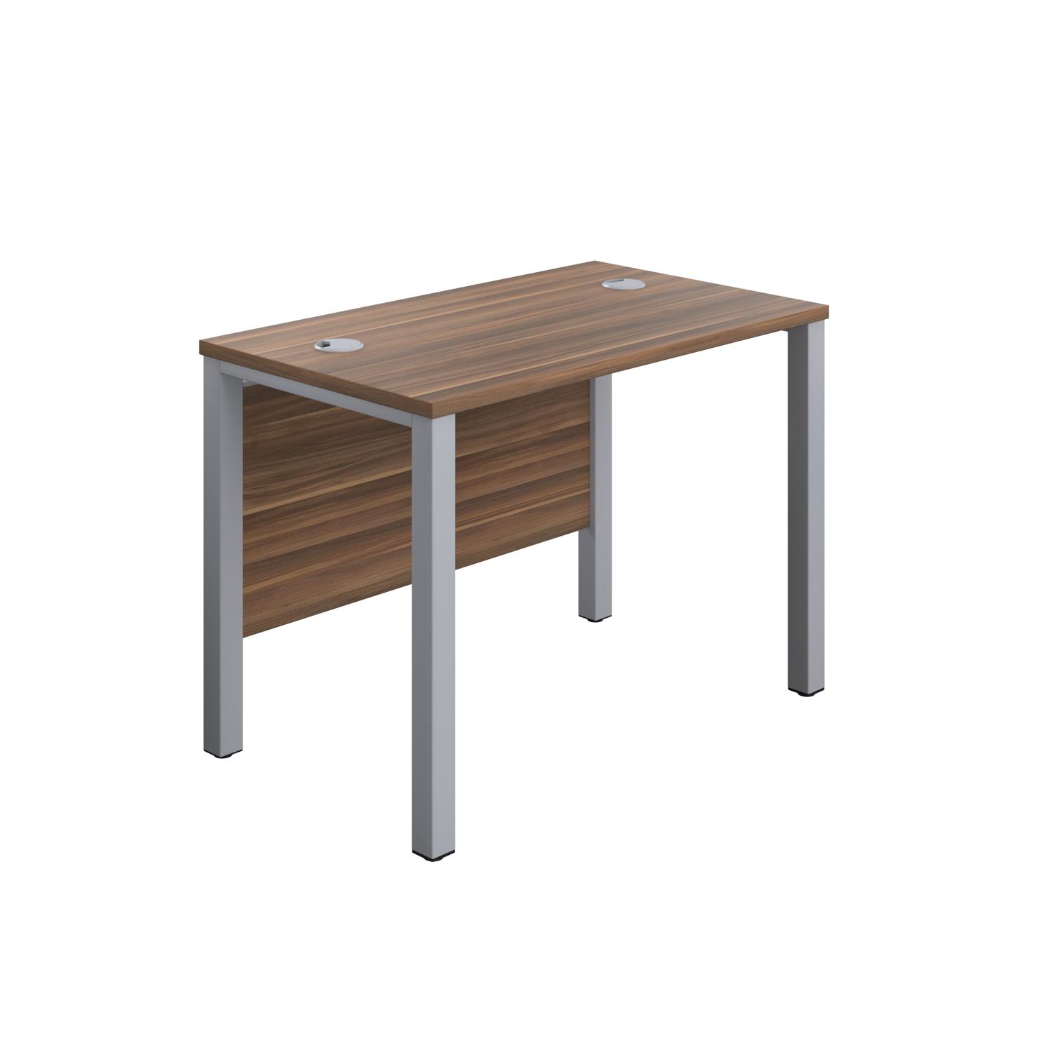 Goal Post Rectangular Desk (FSC) 1000X600 Dark Walnut/Silver GP1060RECDWSV