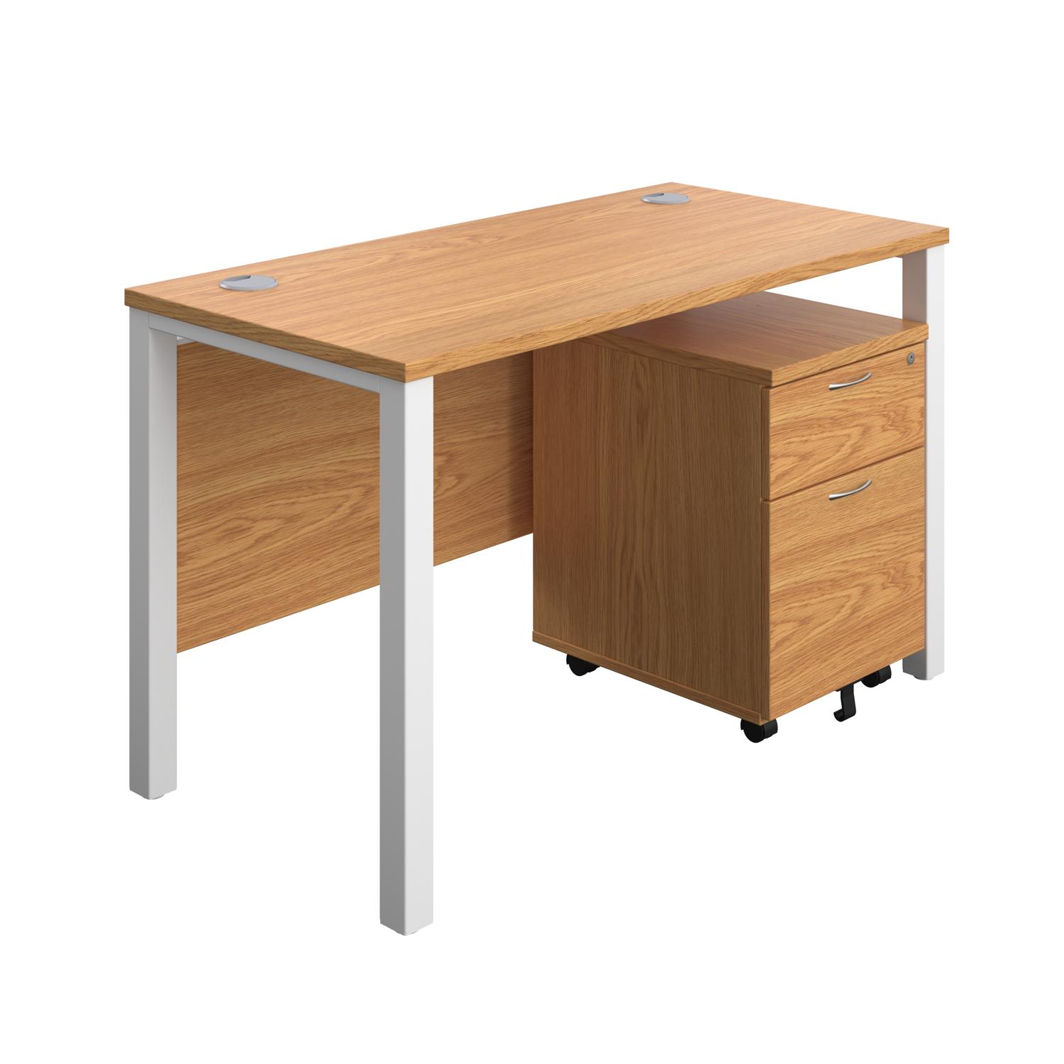 Goal Post Rectangular Desk + 2 Drawer Mobile Pedestal (FSC) 1200x600 ...