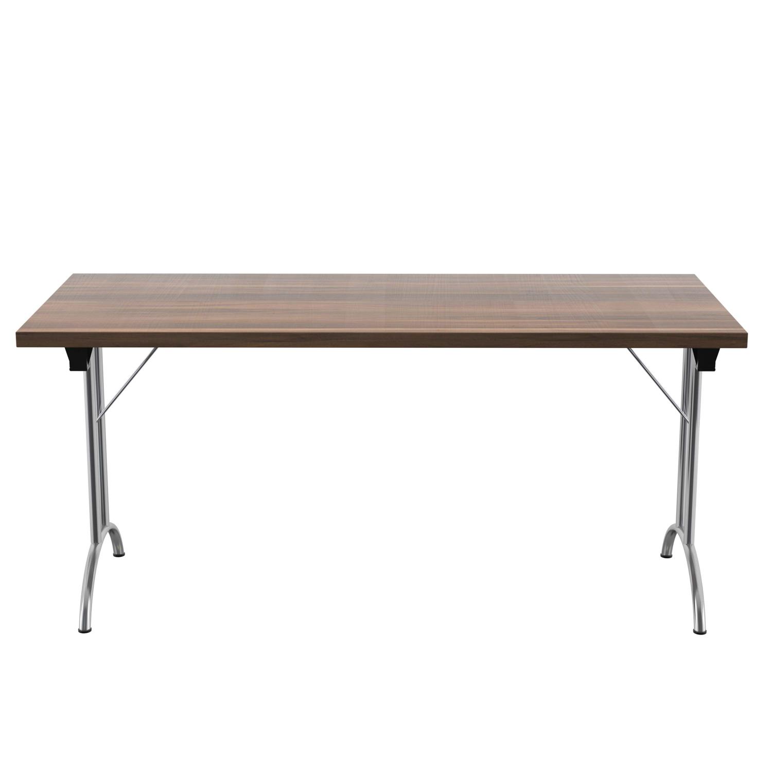 One Union Rectangular Folding Table (FSC) 1600 X 700 Dark Walnut/Chrome ...
