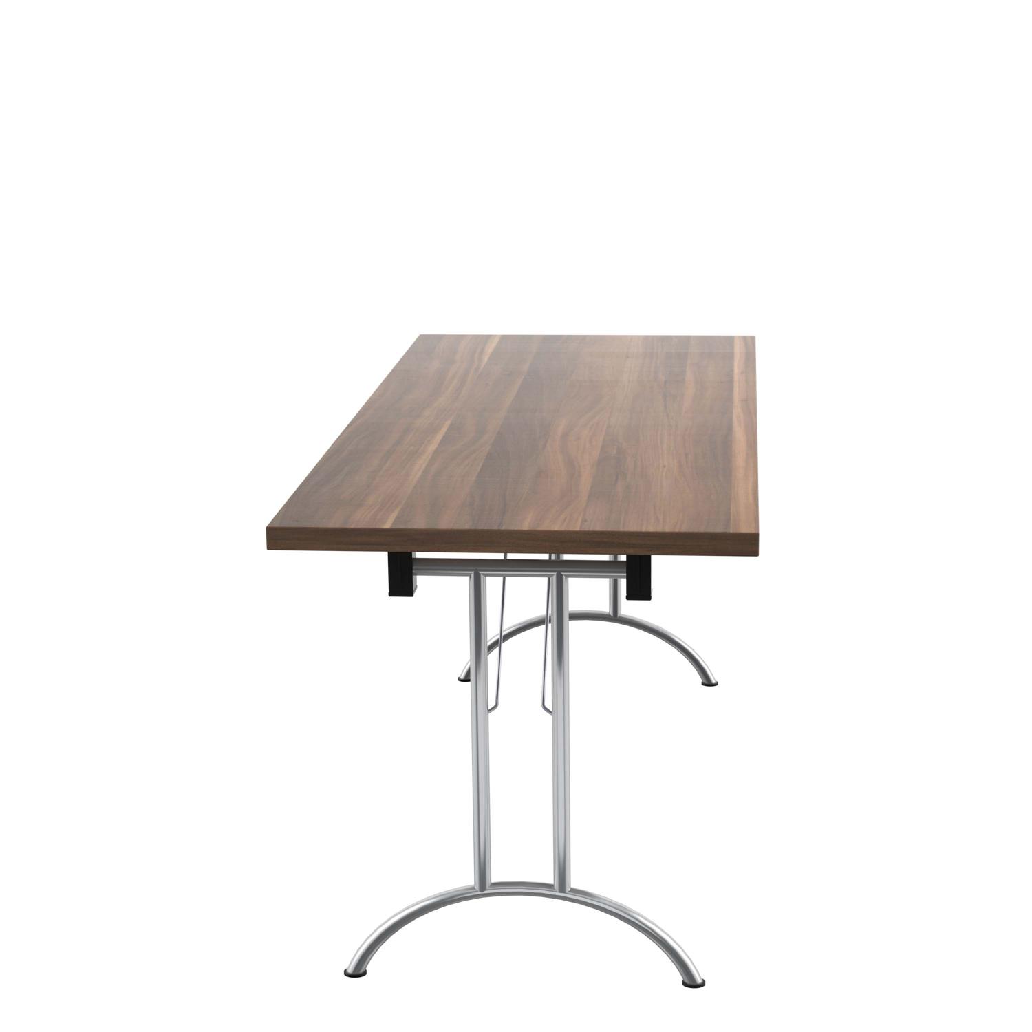 One Union Rectangular Folding Table (FSC) 1600 X 700 Dark Walnut/Chrome ...