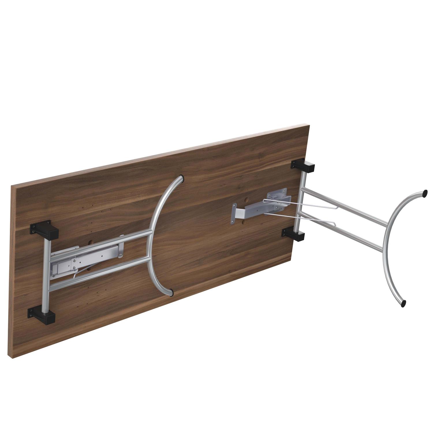 One Union Rectangular Folding Table (FSC) 1600 X 700 Dark Walnut/Chrome ...