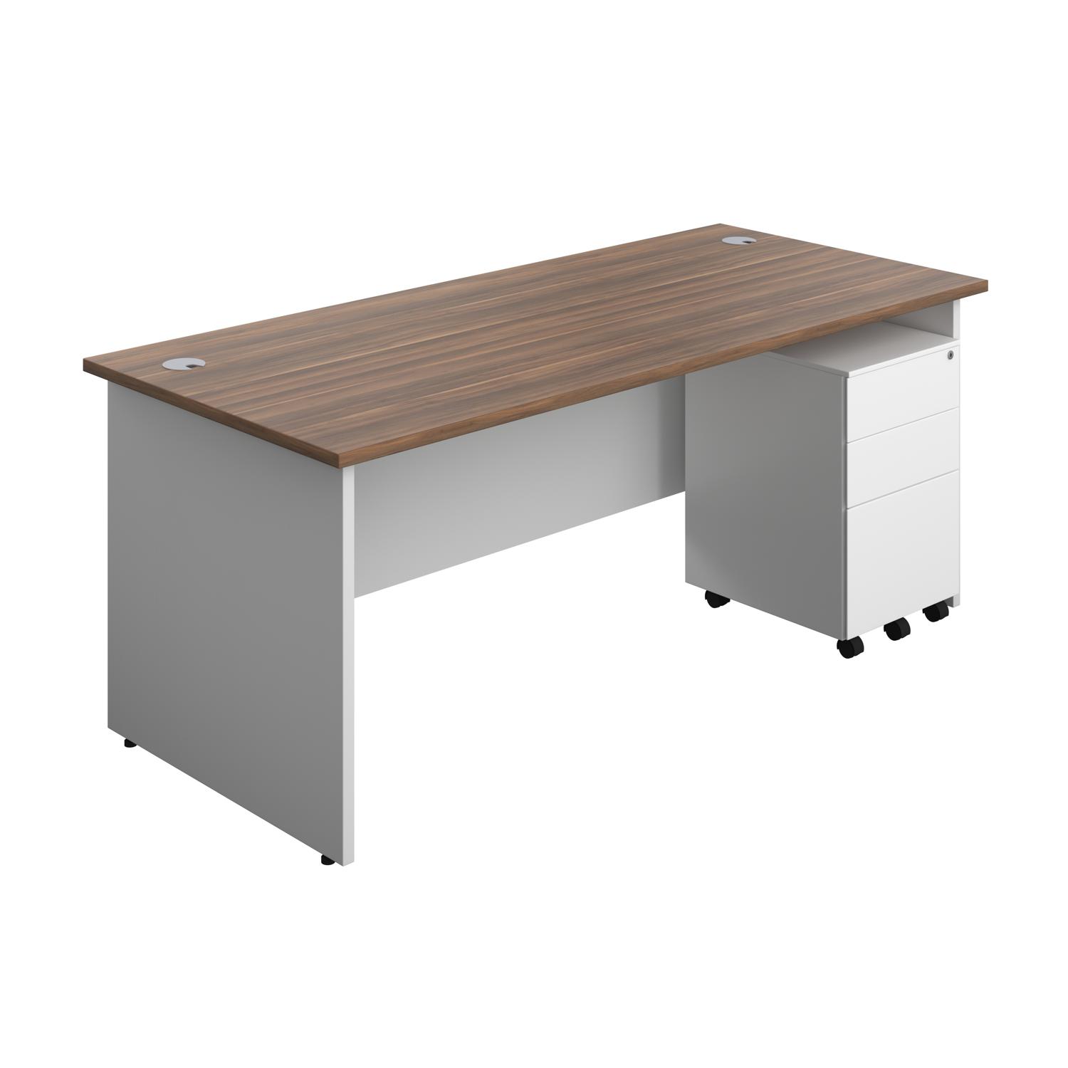 Panel Plus Rectangular Desk + 3 Drawer Steel Pedestal Bundle (FSC ...