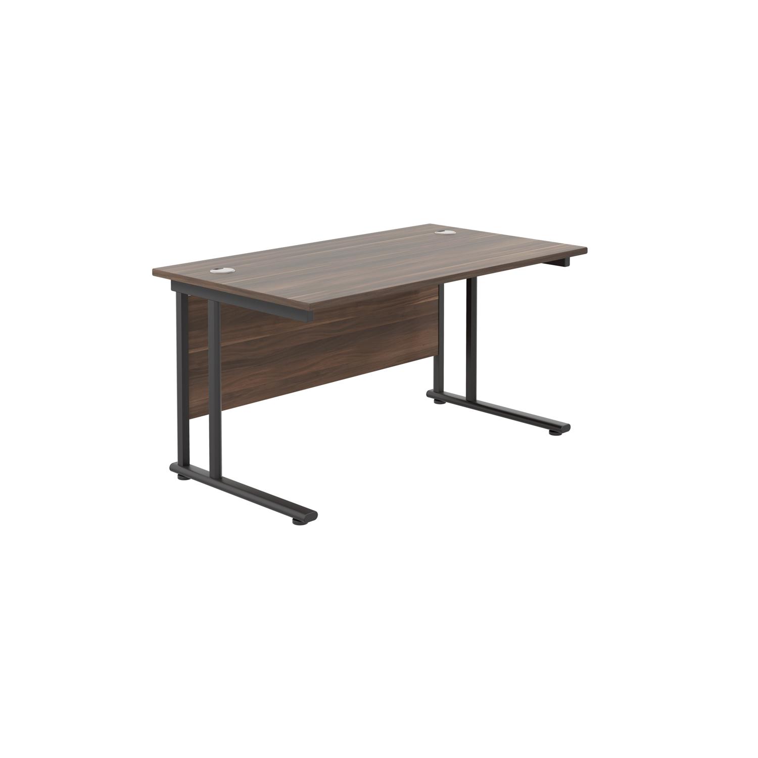 Twin Upright Rectangular Desk: 800mm Deep (FSC) 1200X800 Dark Walnut ...