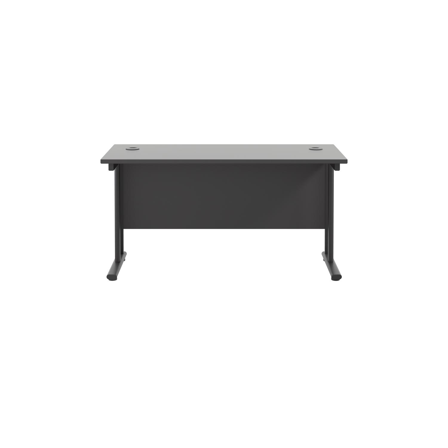 Twin Upright Rectangular Desk: 600mm Deep (FSC) 1400X600 Black/Black ...