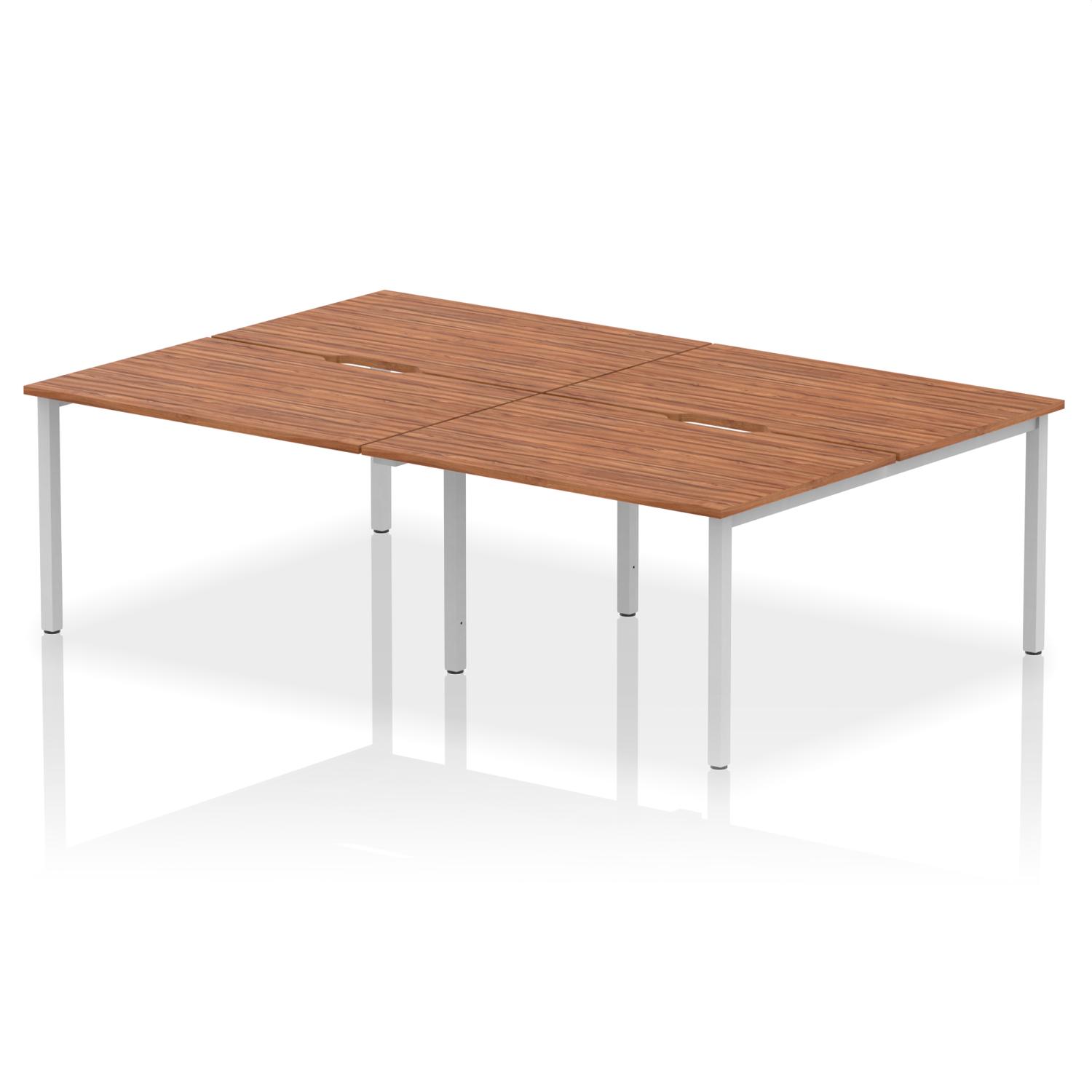 Evolve Plus 1200mm B2B 4 Person Office Bench Desk Walnut Top Silver ...