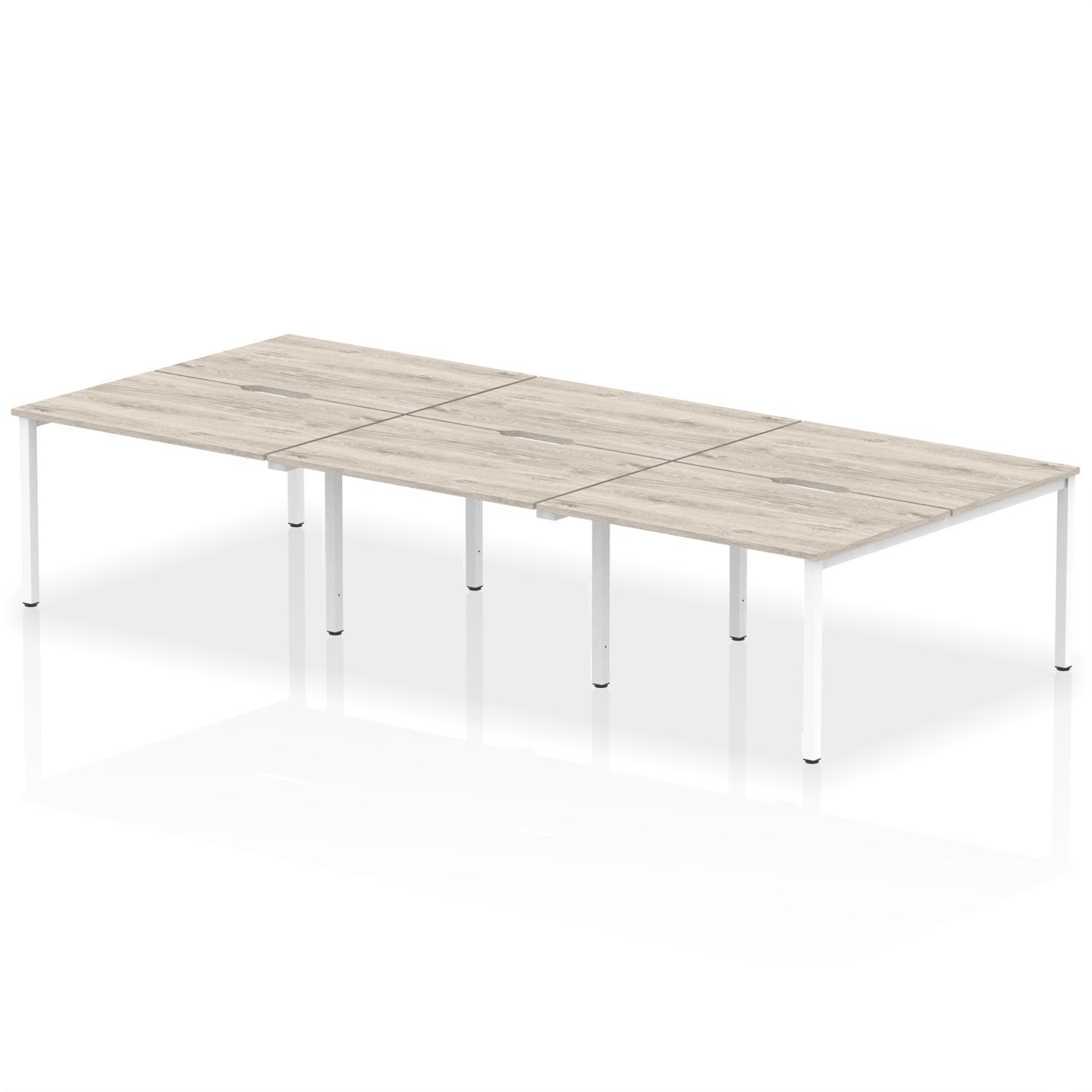 Evolve Plus 1200mm B2B 6 Person Office Bench Desk Grey Oak Top White ...