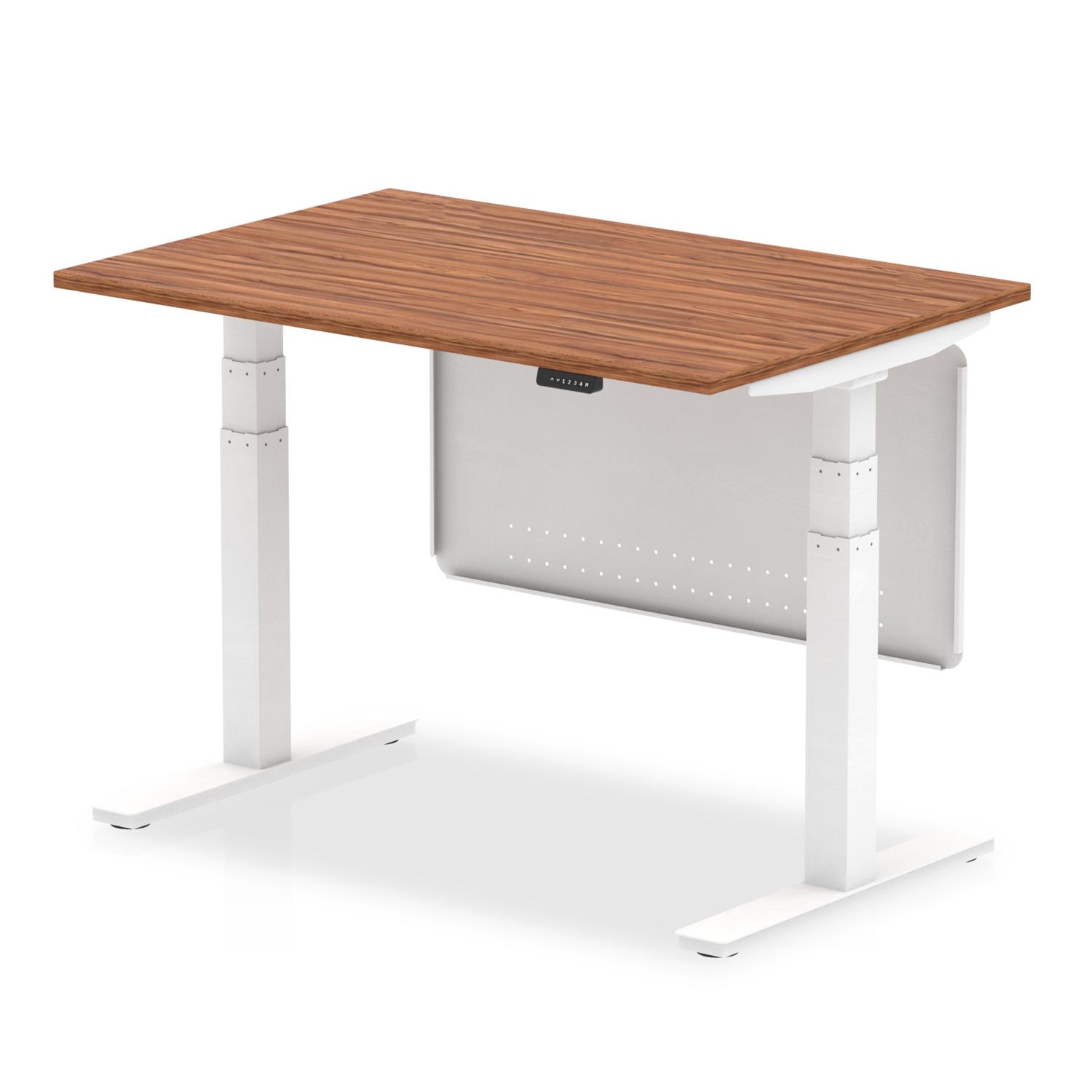 Air Modesty 1200 x 800mm Height Adjustable Office Desk Walnut Top White ...