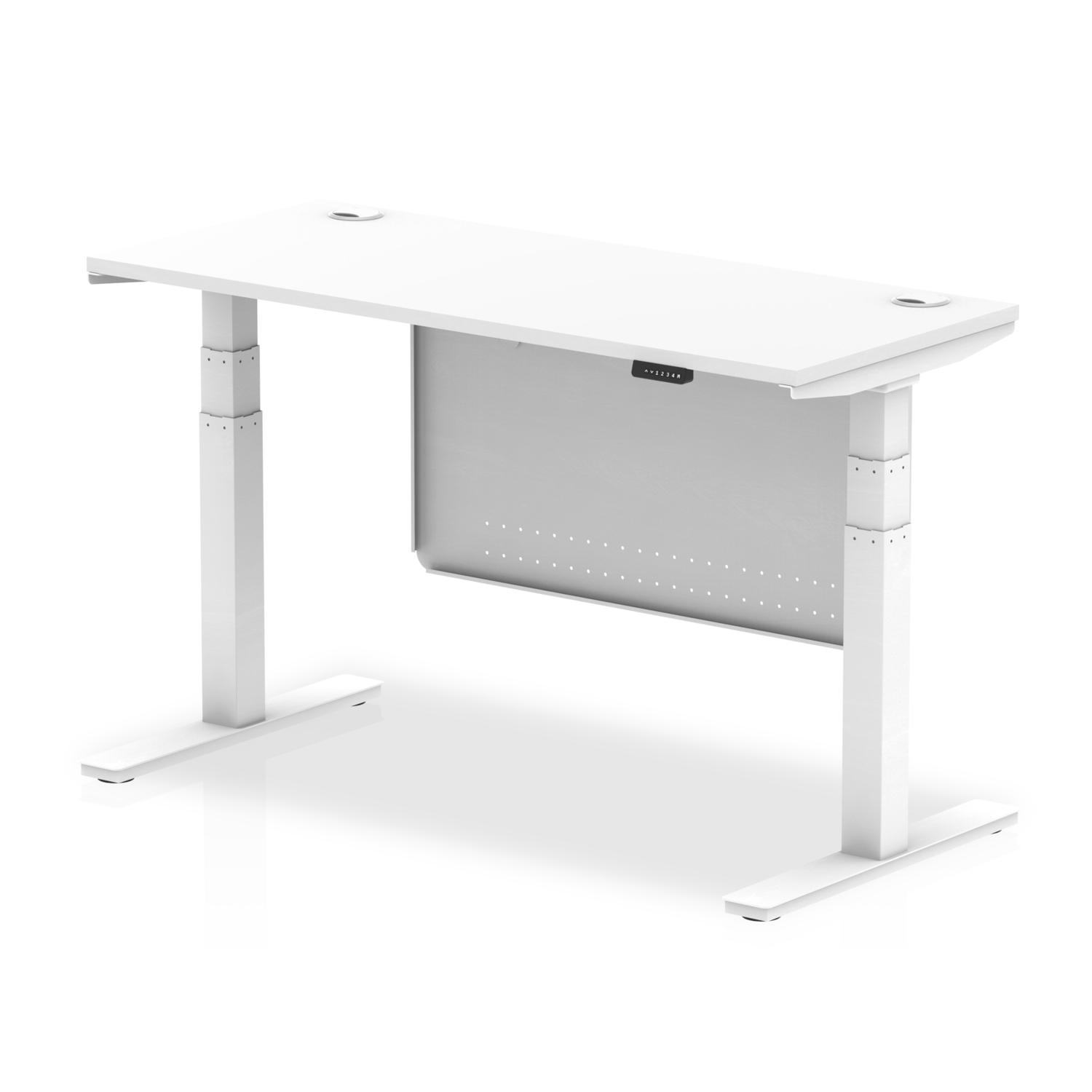Air Modesty 1400 x 600mm Height Adjustable Office Desk White Top Cable ...
