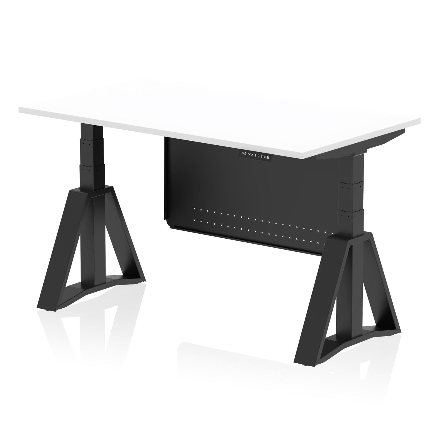 Air Modesty 1400 x 800mm Height Adjustable Office Desk White Top Black ...