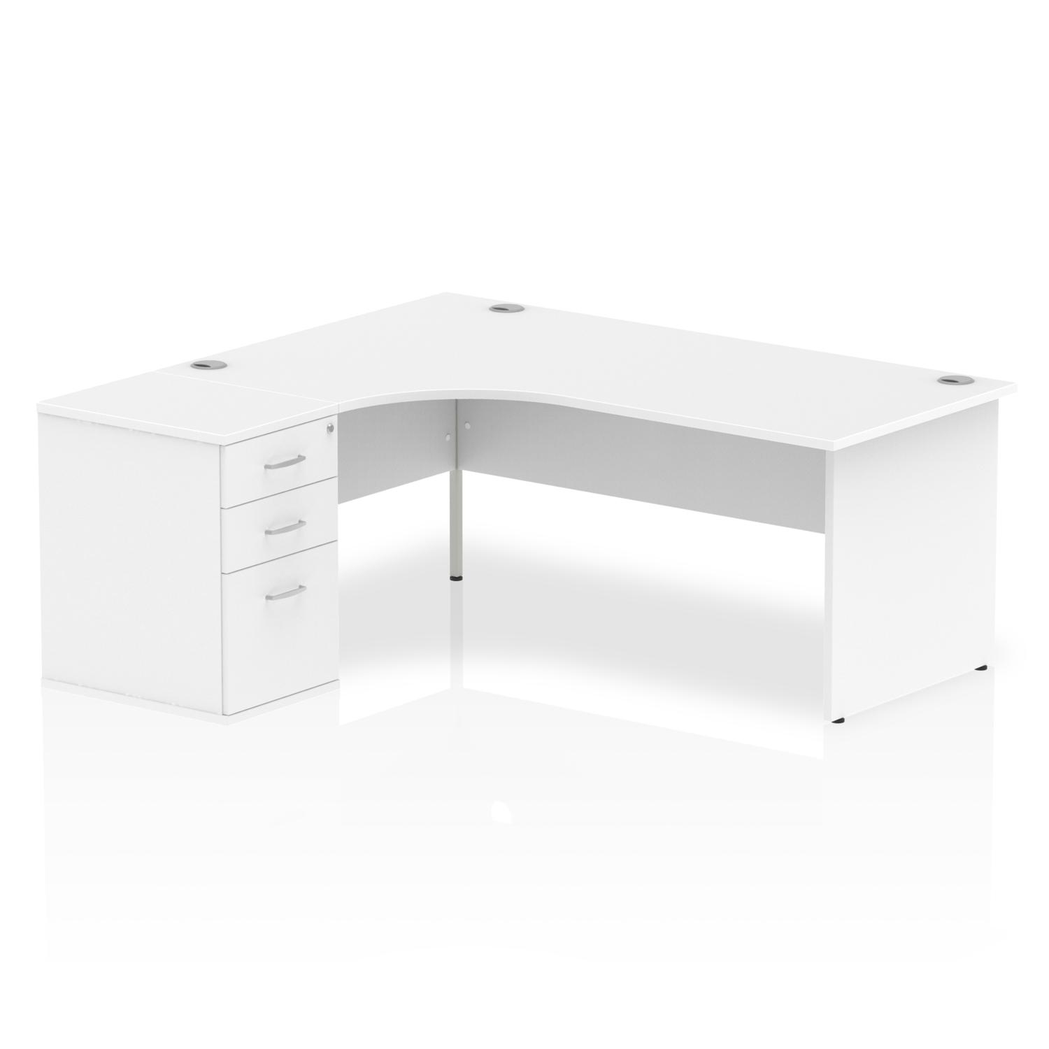Impulse 1800mm Left Crescent Office Desk White Top Panel End Leg ...