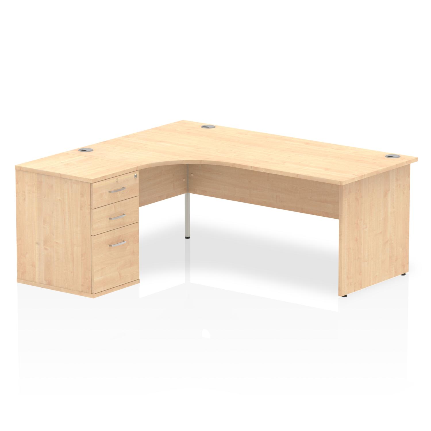 Impulse 1800mm Left Crescent Office Desk Maple Top Panel End Leg ...