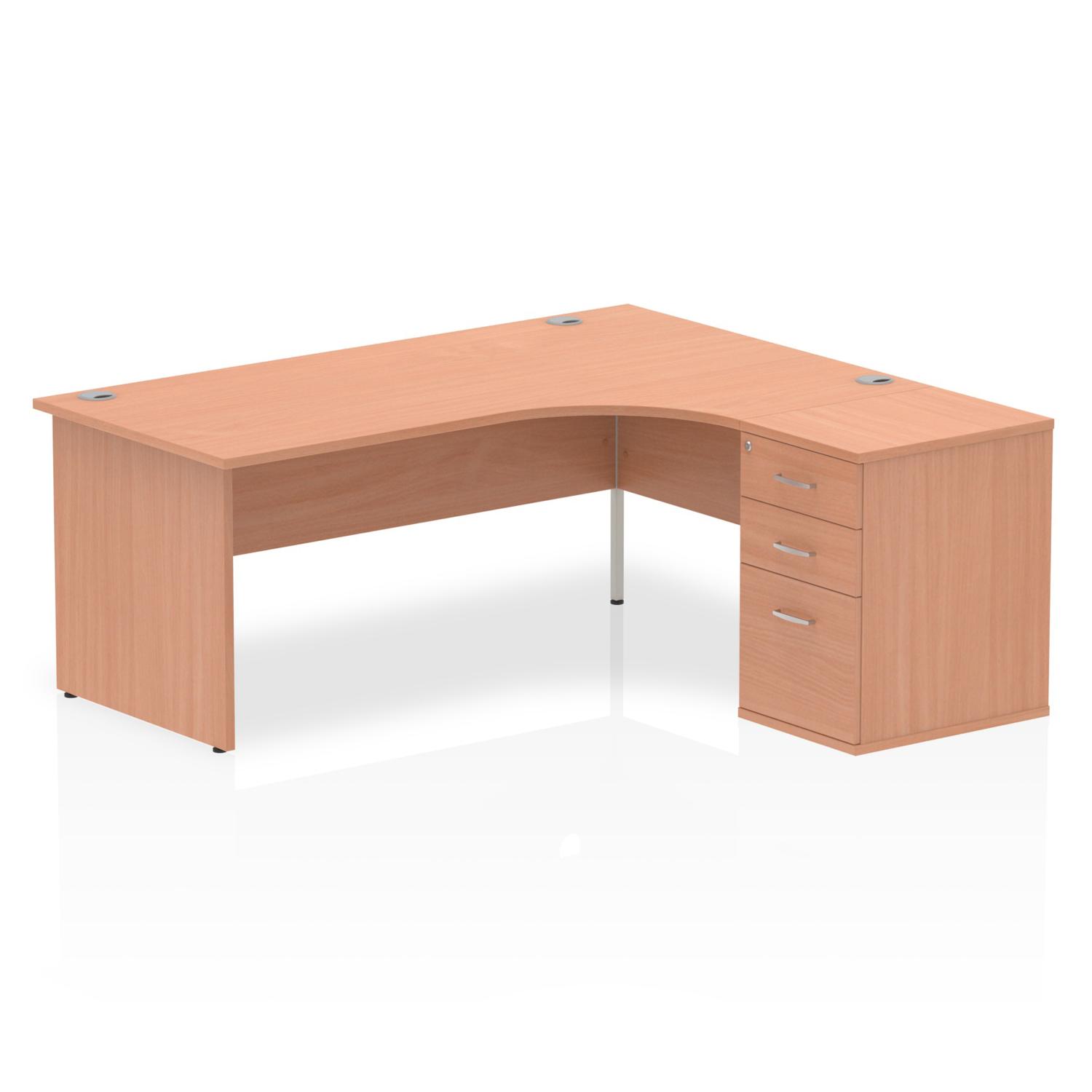Impulse 1800mm Right Crescent Office Desk Beech Top Panel End Leg ...