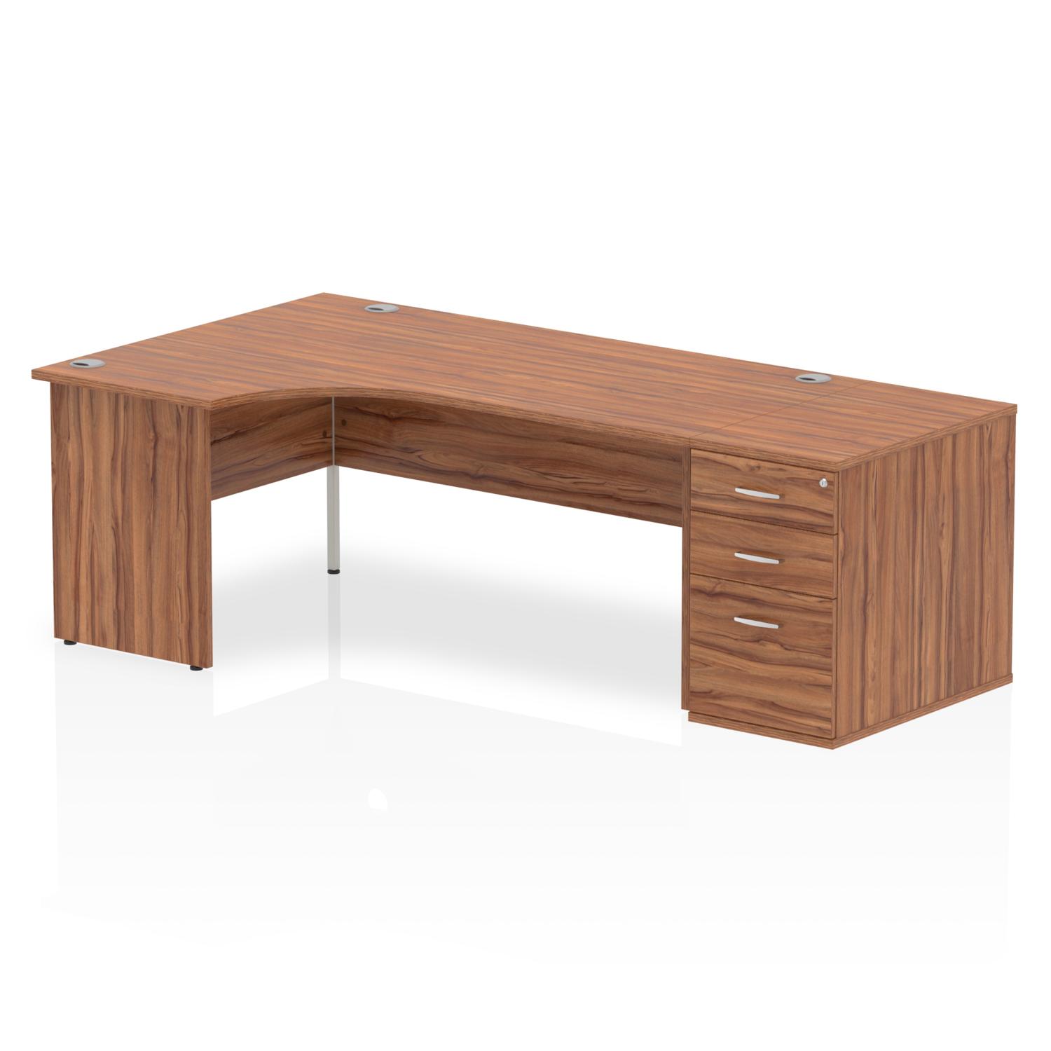 Impulse 1800mm Left Crescent Office Desk Walnut Top Panel End Leg ...