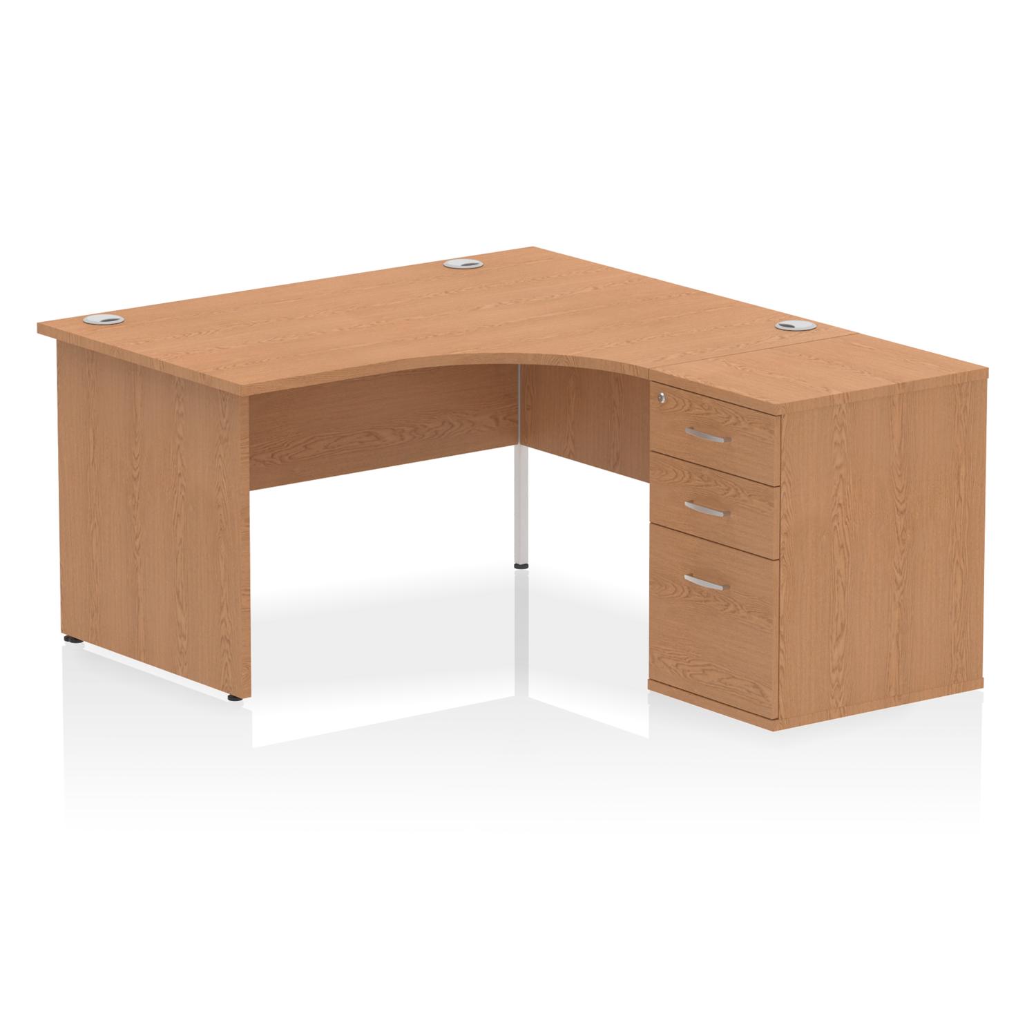 Impulse 1400mm Right Crescent Office Desk Oak Top Panel End Leg ...