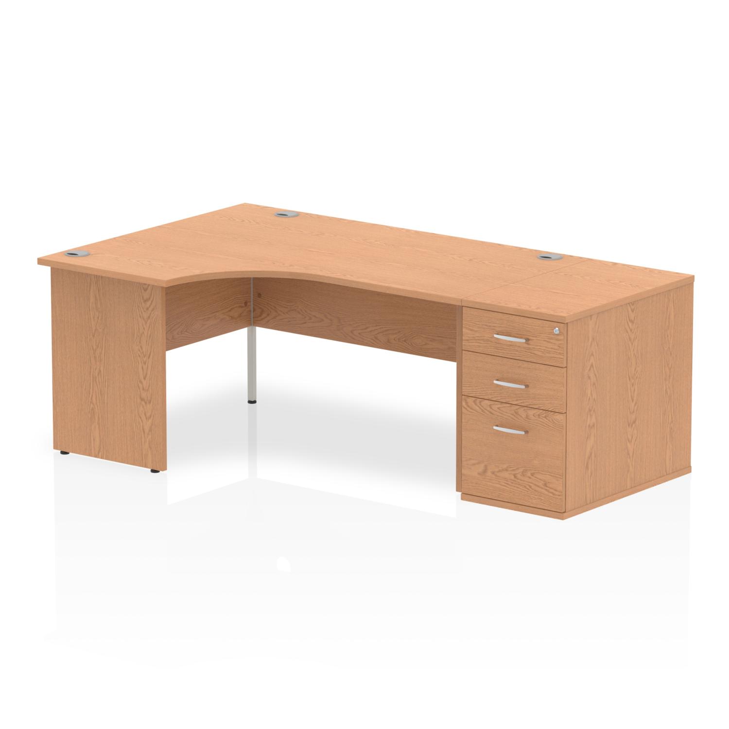 Impulse 1600mm Left Crescent Office Desk Oak Top Panel End Leg ...