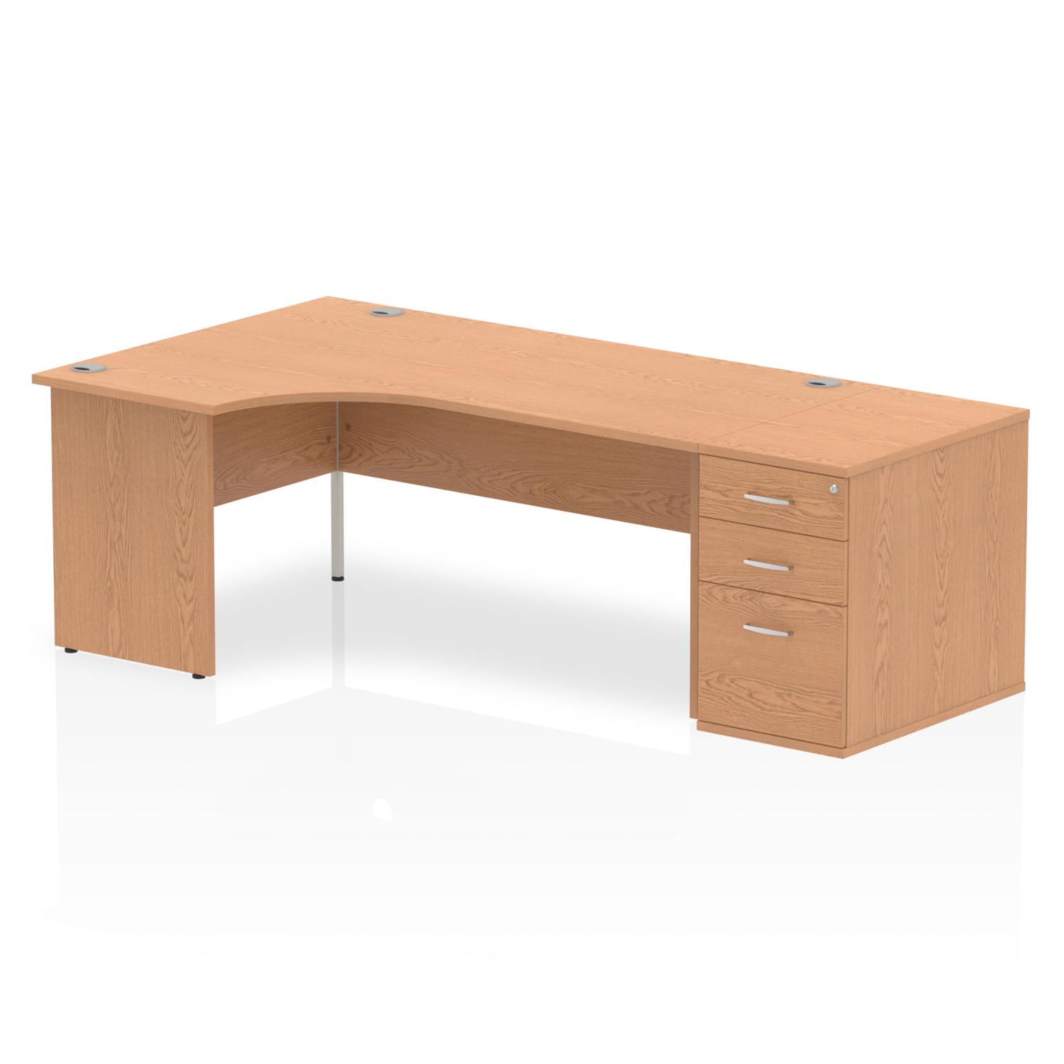 Impulse 1800mm Left Crescent Office Desk Oak Top Panel End Leg ...