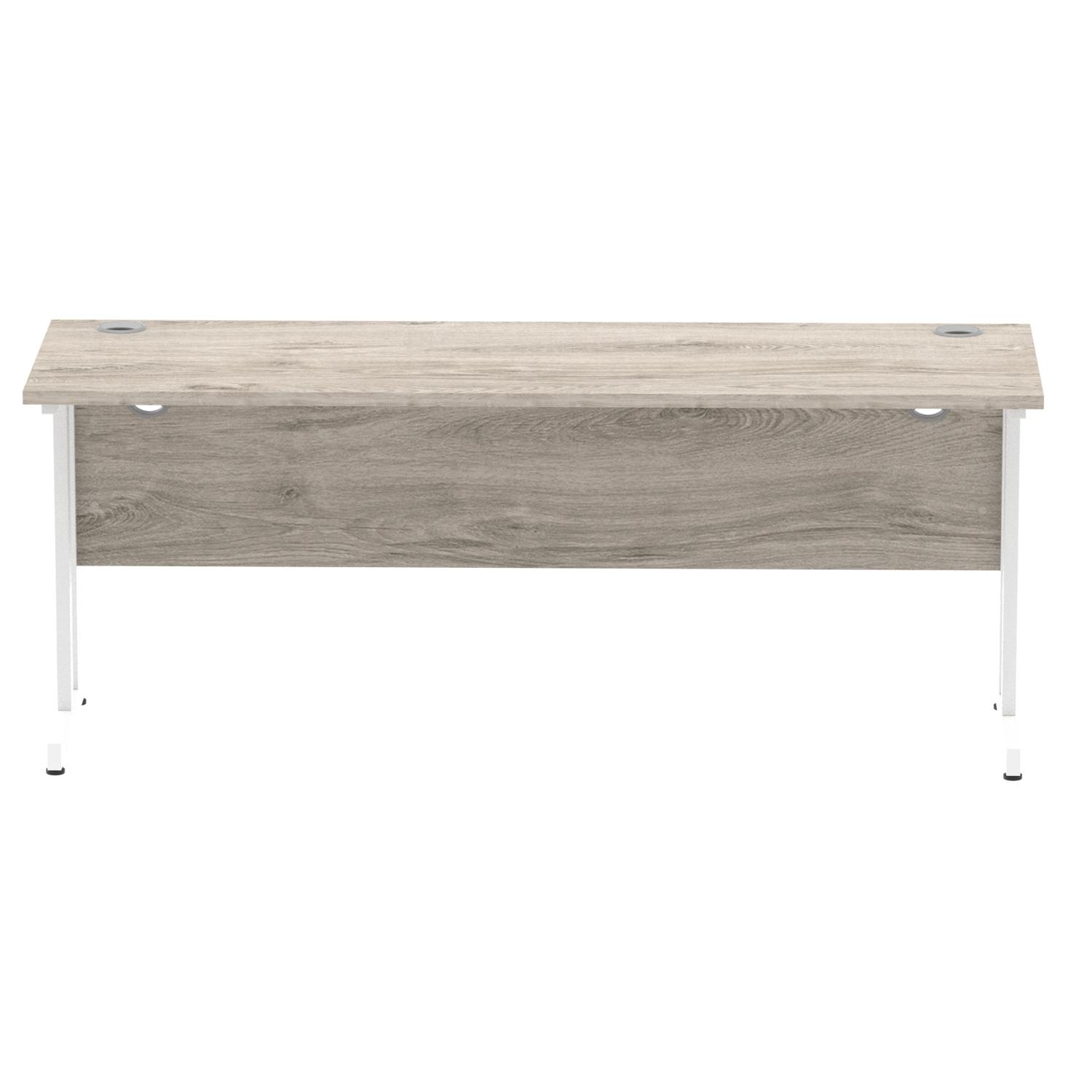 Impulse 1800 x 600mm Straight Office Desk Grey Oak Top White Cantilever ...