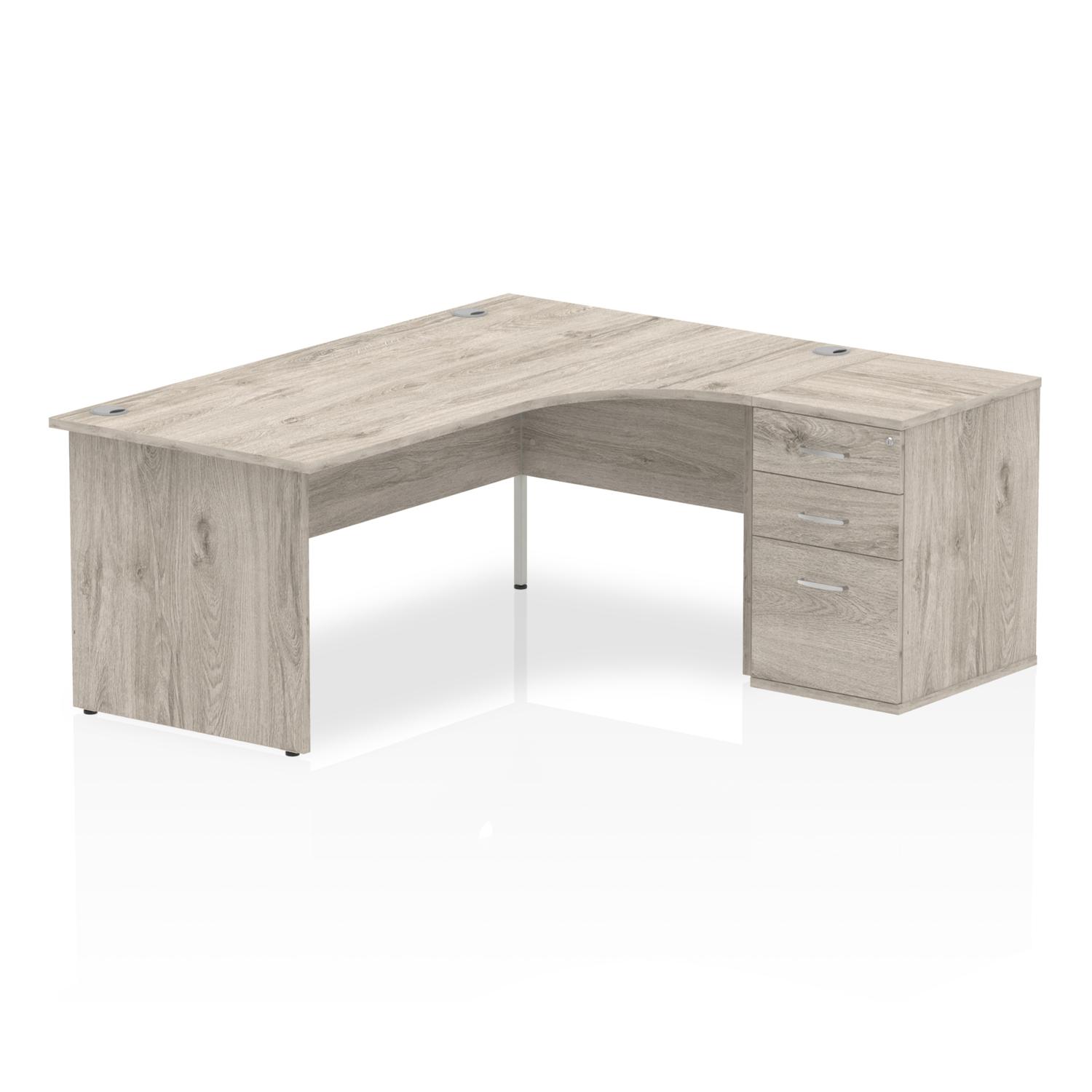 Impulse 1800mm Right Crescent Office Desk Grey Oak Top Panel End Leg ...