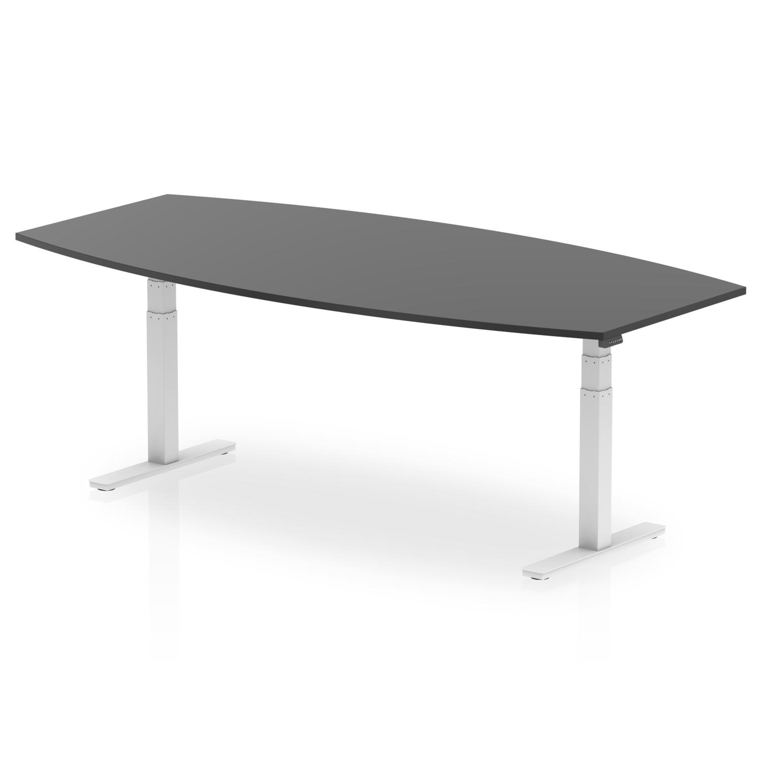 High Gloss 2400mm Writable Boardroom Table Black Top White Height ...