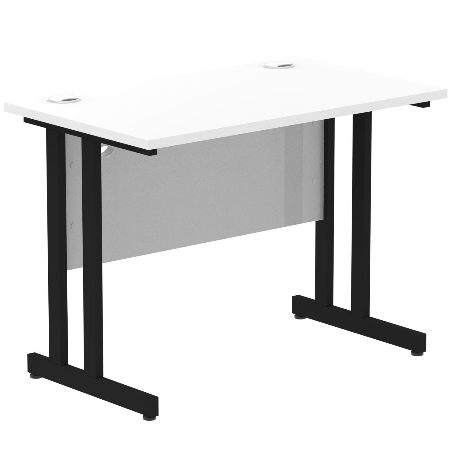 Impulse 1000 x 600mm Straight Office Desk White Top Black Cantilever ...