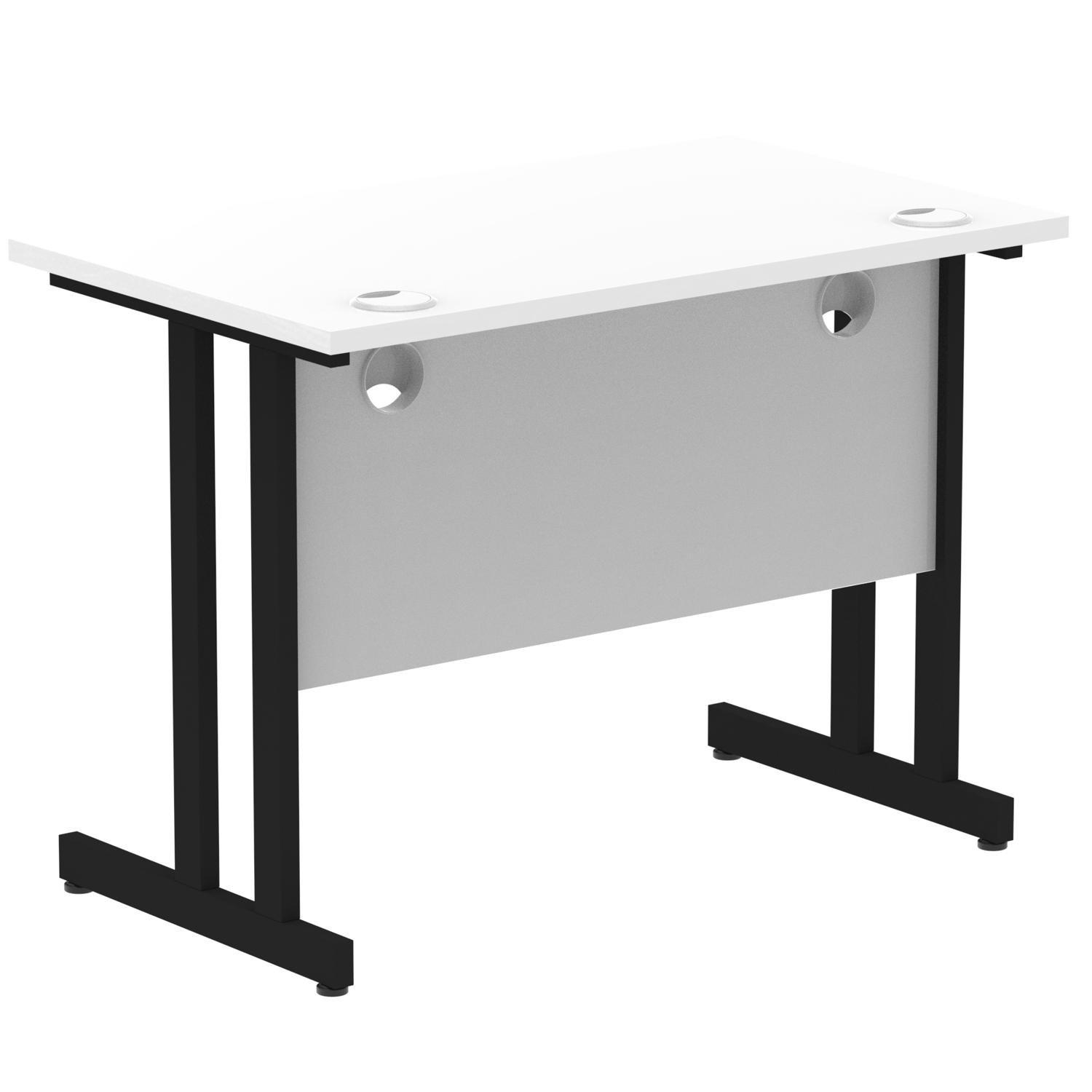 Impulse 1000 x 600mm Straight Office Desk White Top Black Cantilever ...