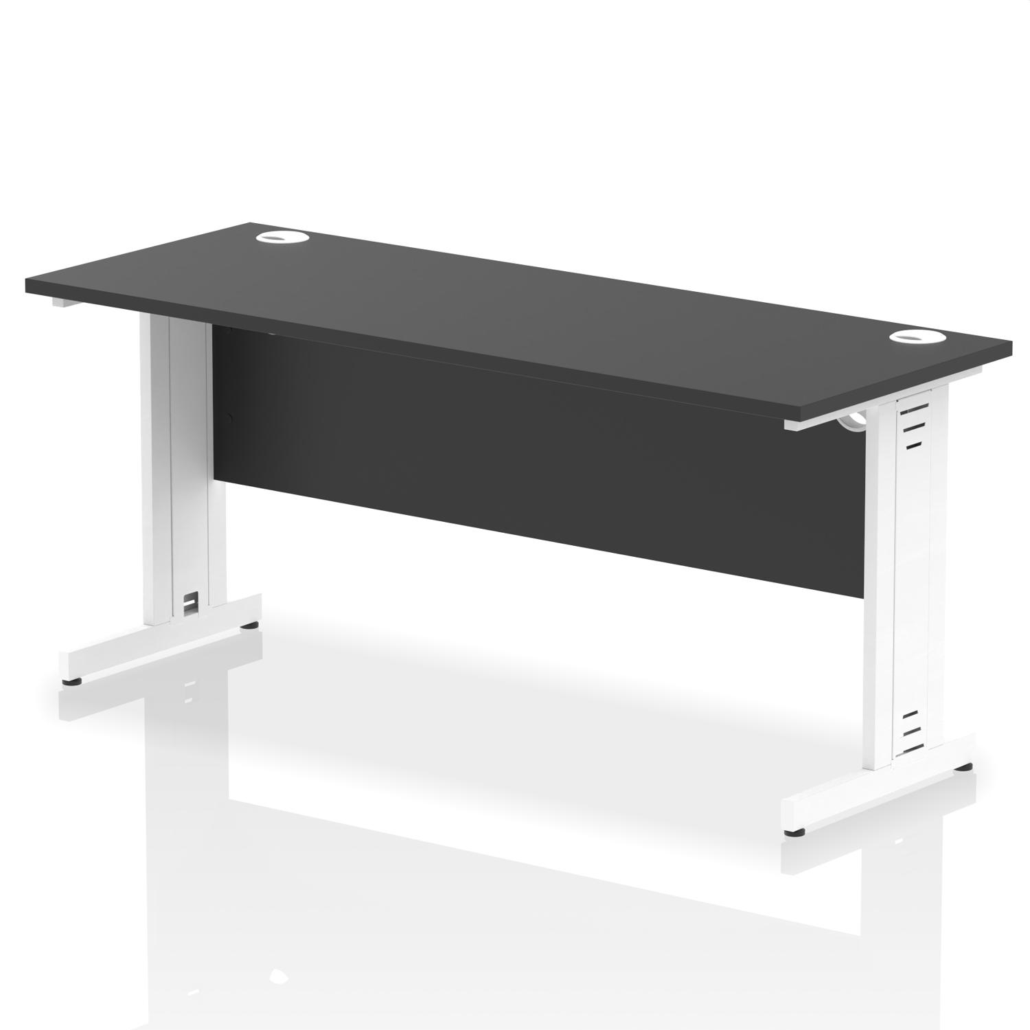 Impulse 1600 x 600mm Straight Office Desk Black Top White Cable Managed ...