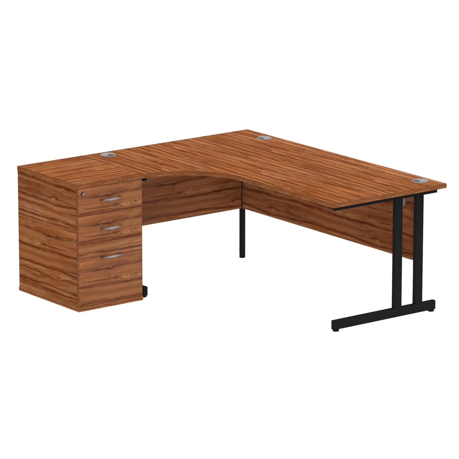 Impulse 1800mm Left Crescent Office Desk Walnut Top Black Cantilever ...