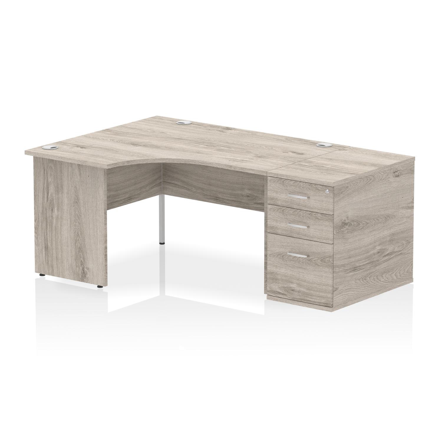 Impulse 1400mm Left Crescent Office Desk Grey Oak Top Panel End Leg ...
