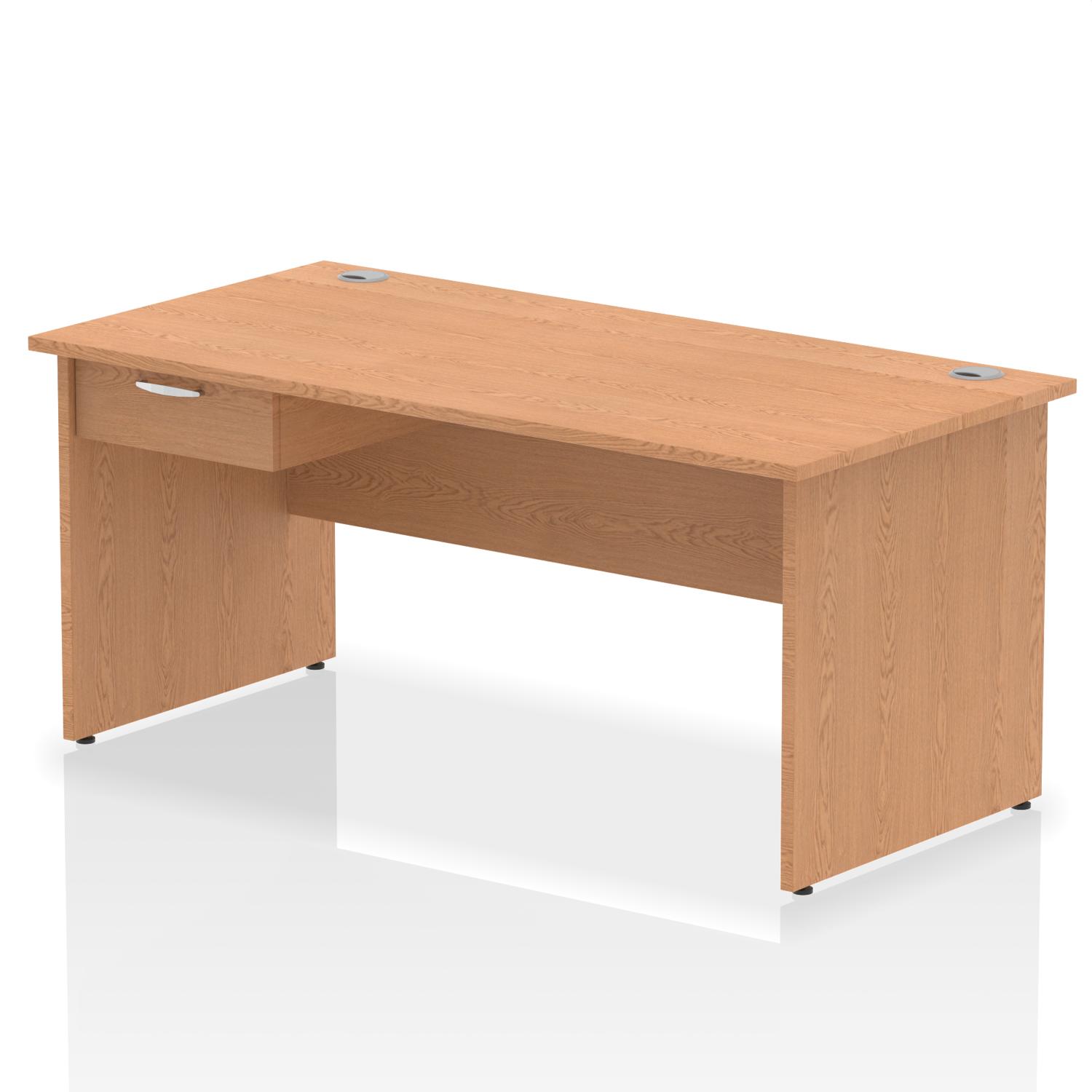 Impulse 1600 x 800mm Straight Office Desk Oak Top Panel End Leg ...