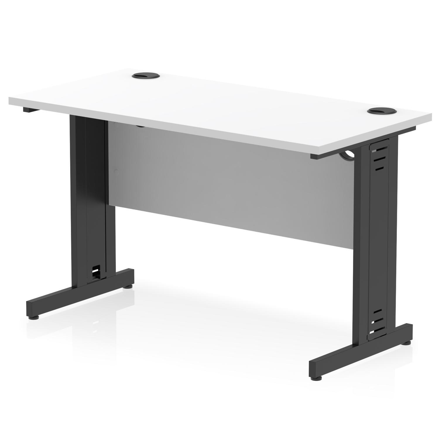 Impulse 1200 x 600mm Straight Office Desk White Top Black Cable Managed ...