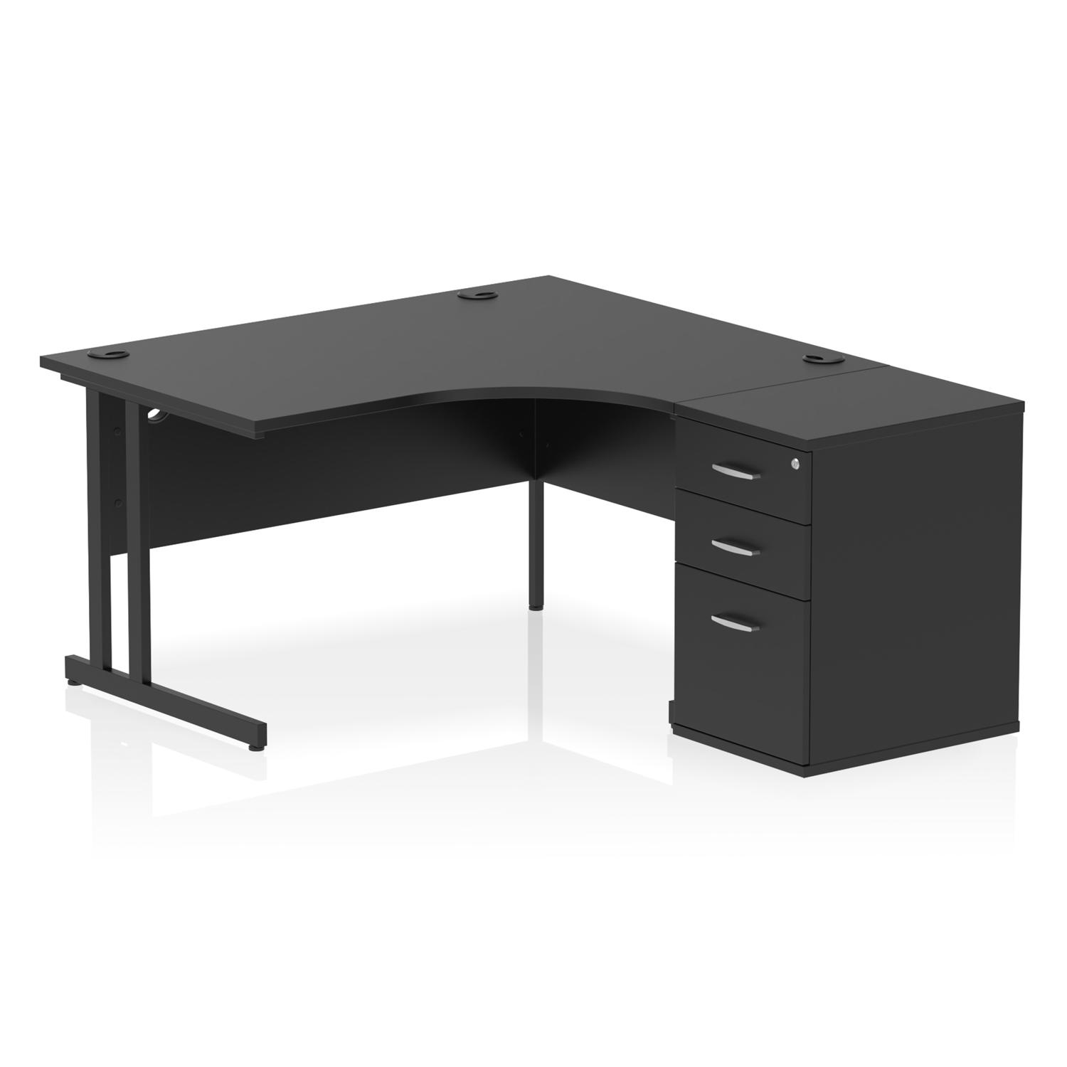 Impulse 1400mm Right Crescent Office Desk Black Top Black Cantilever ...