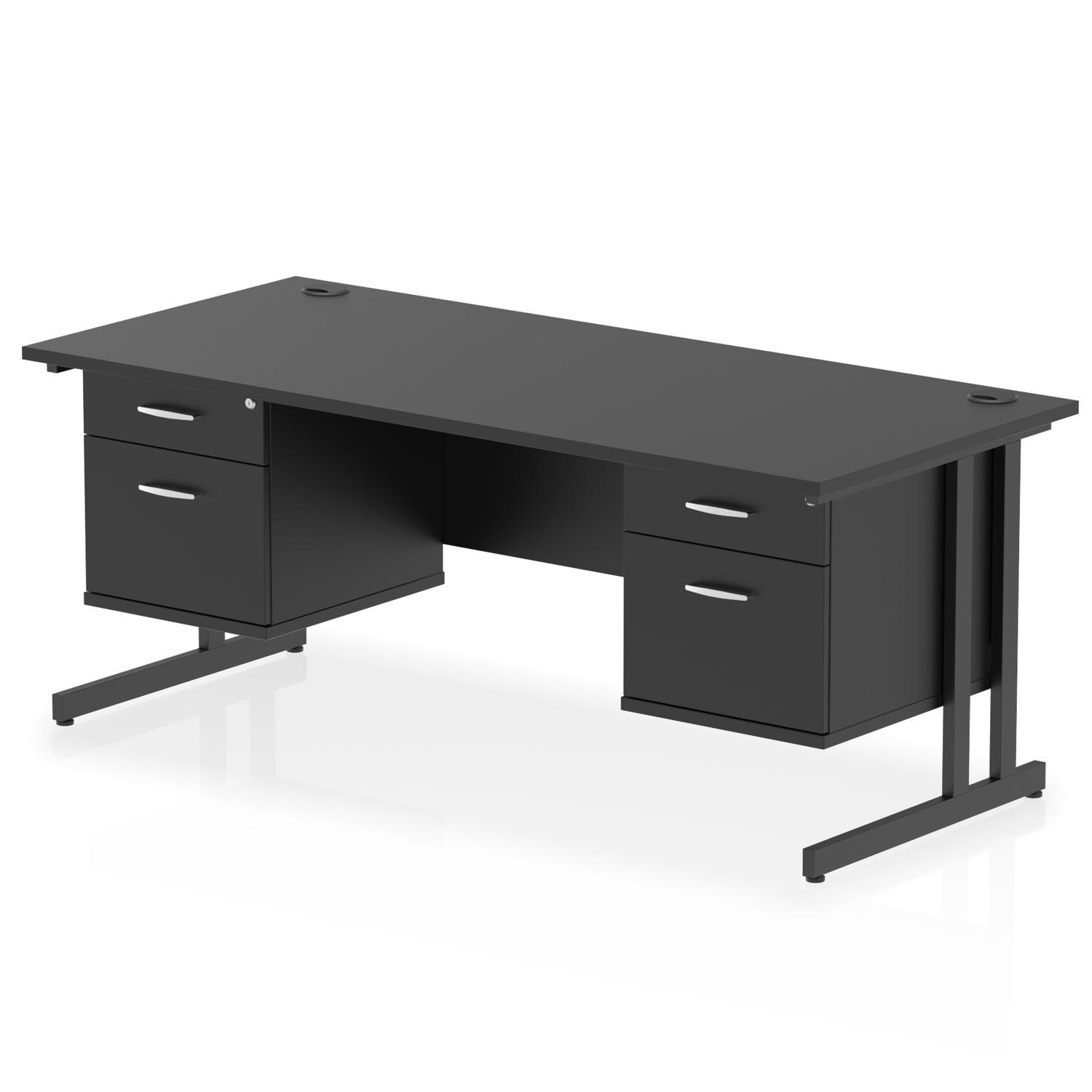Impulse 1800 x 800mm Straight Office Desk Black Top Black Cantilever ...