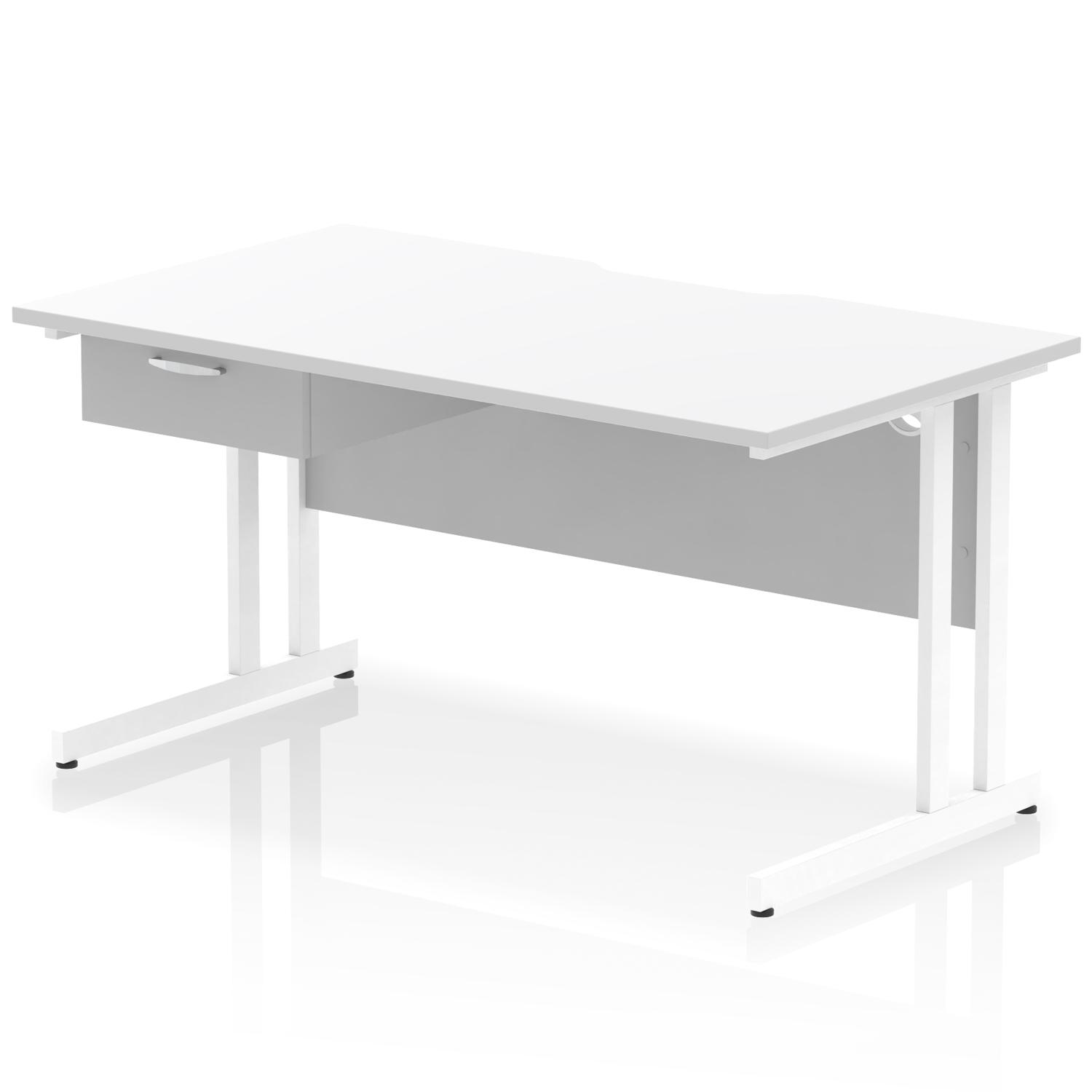 Impulse 1400 x 800mm Scalloped Edge Straight Office Desk White Top ...