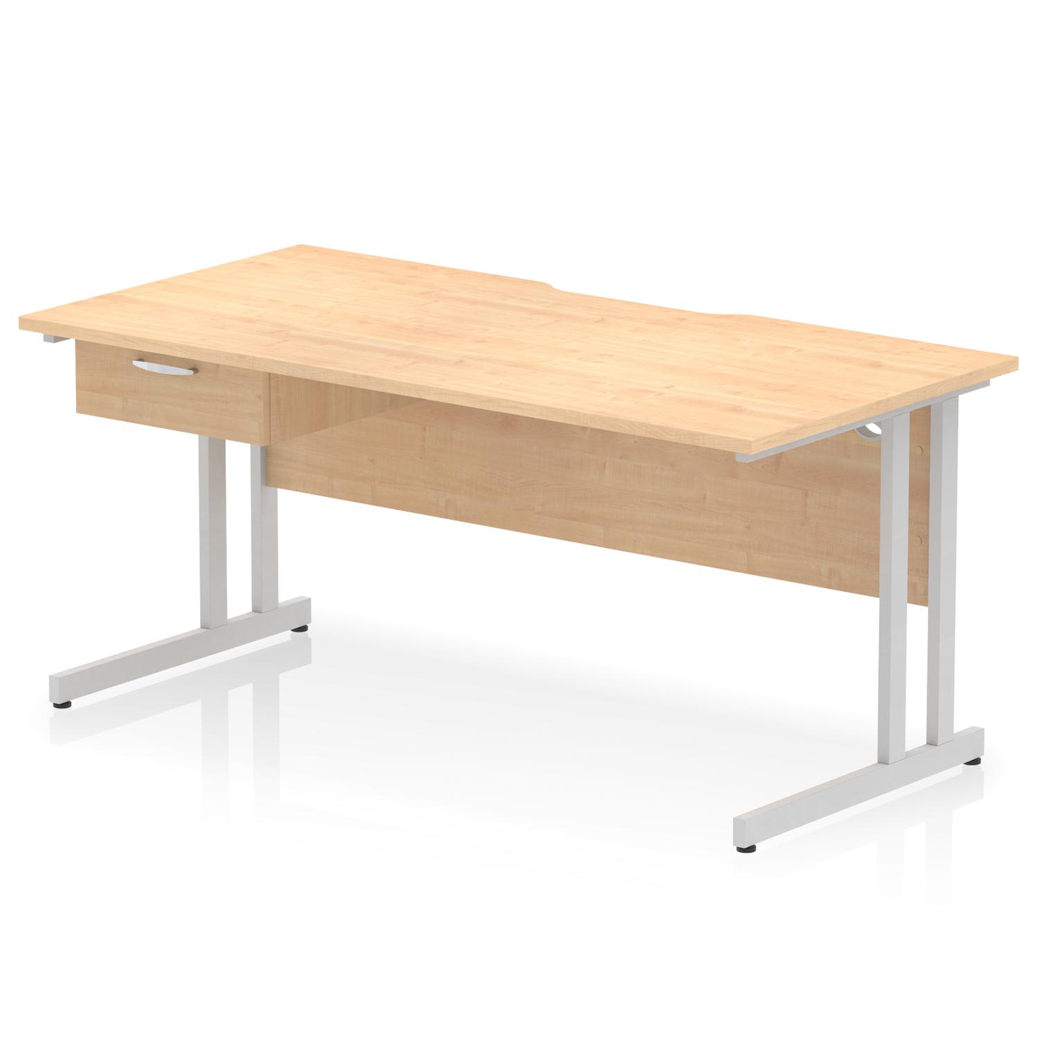 Impulse 1600 x 800mm Scalloped Edge Straight Office Desk Maple Top ...