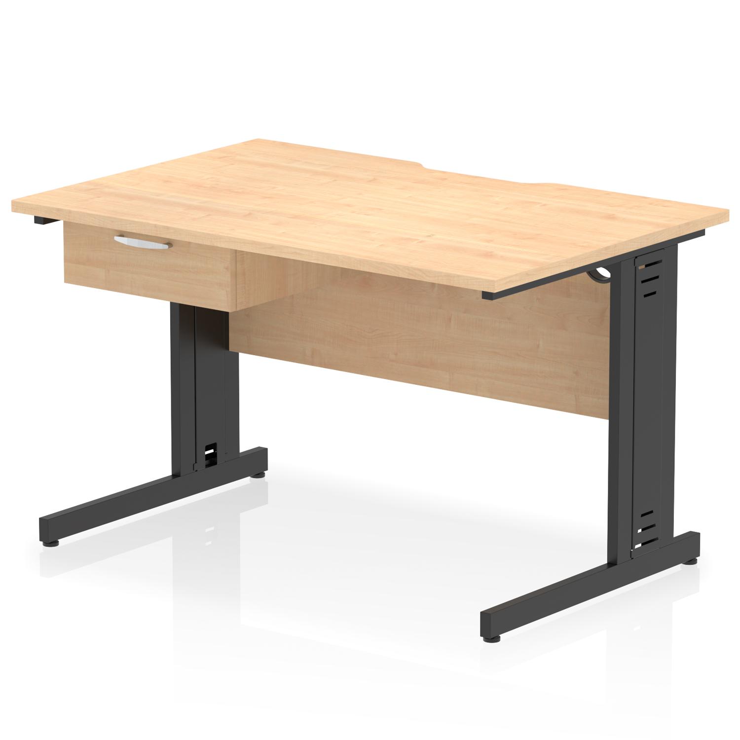 Impulse 1200 x 800mm Scalloped Edge Straight Office Desk Maple Top ...