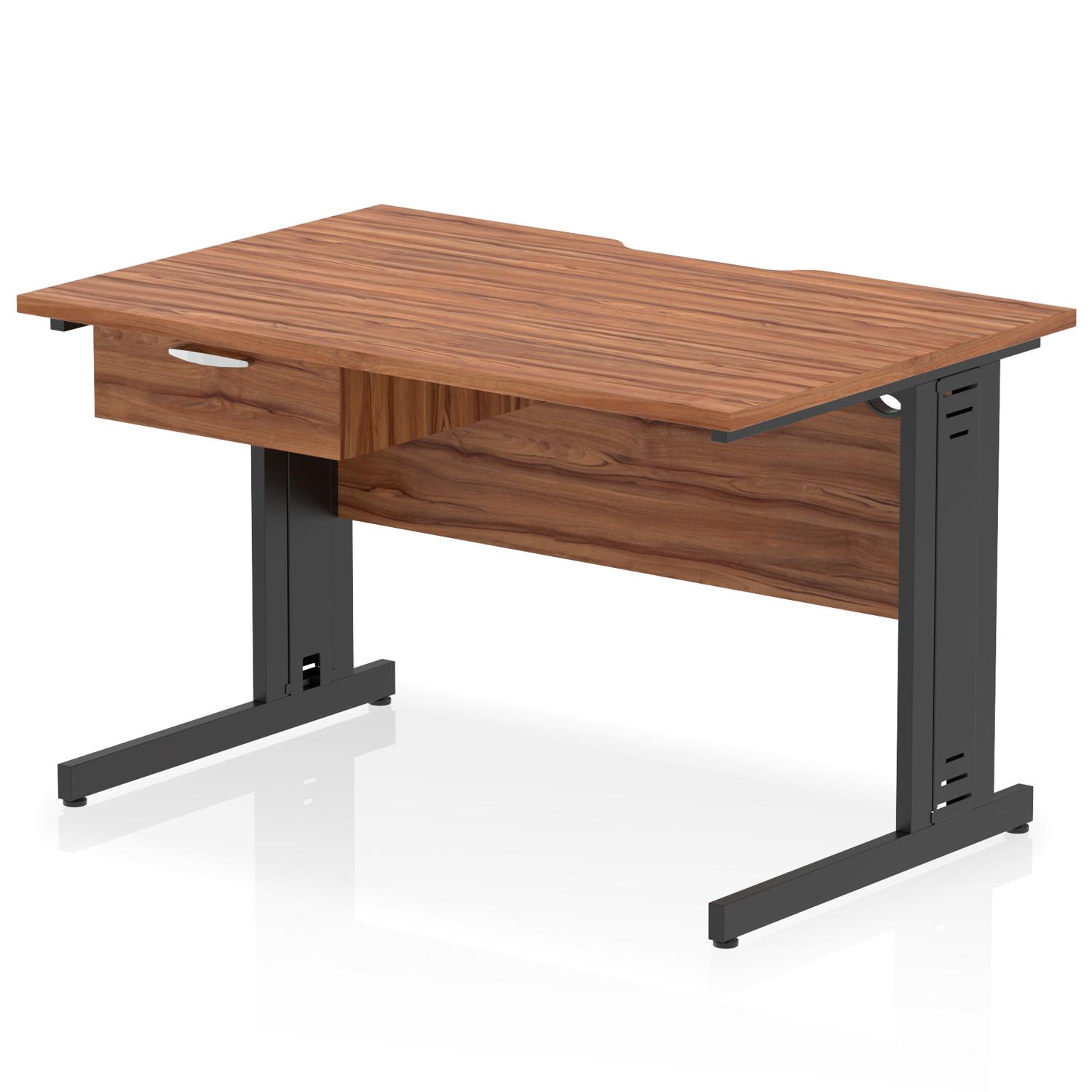 Impulse 1200 x 800mm Scalloped Edge Straight Office Desk Walnut Top ...