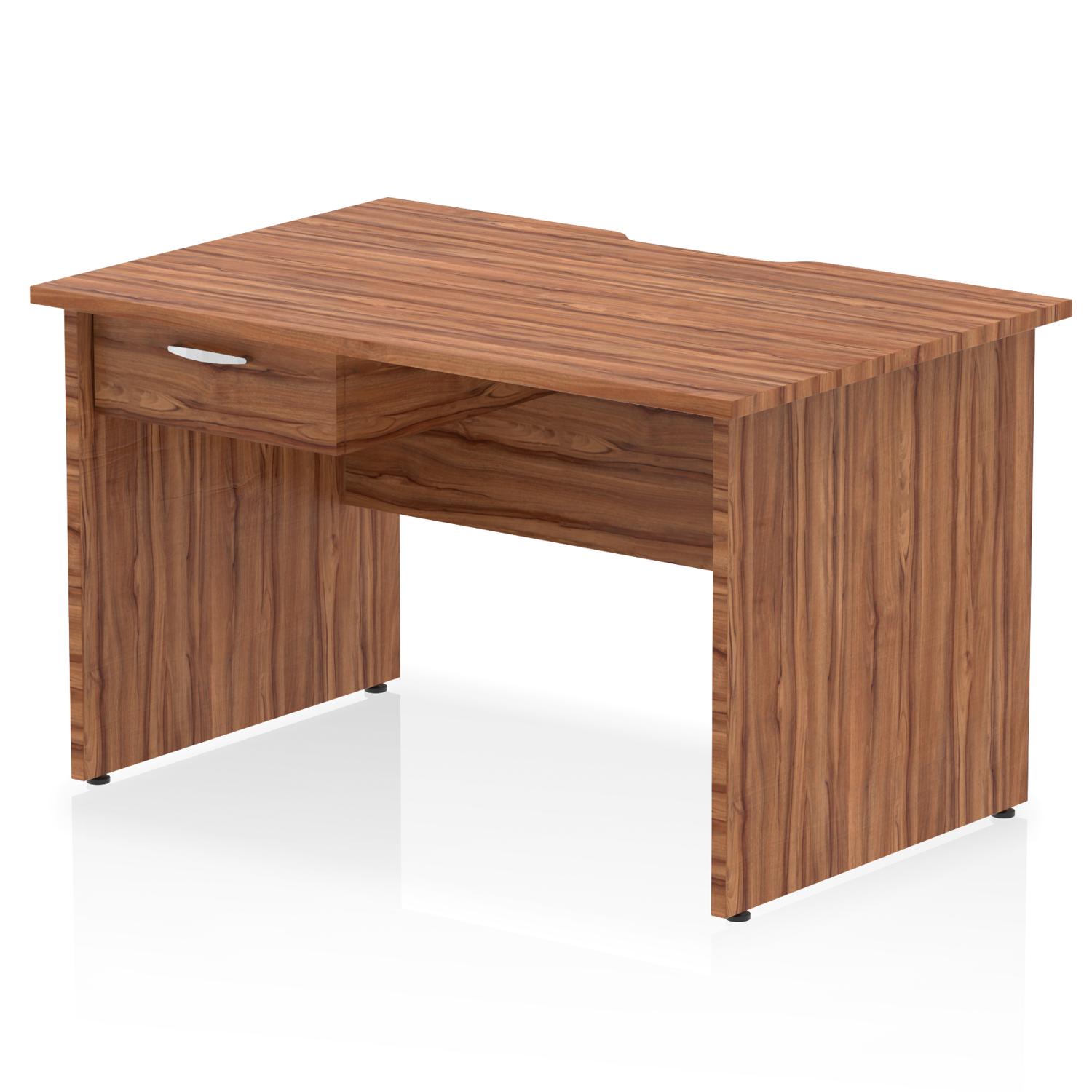 Impulse 1200 x 800mm Scalloped Edge Straight Office Desk Walnut Top ...