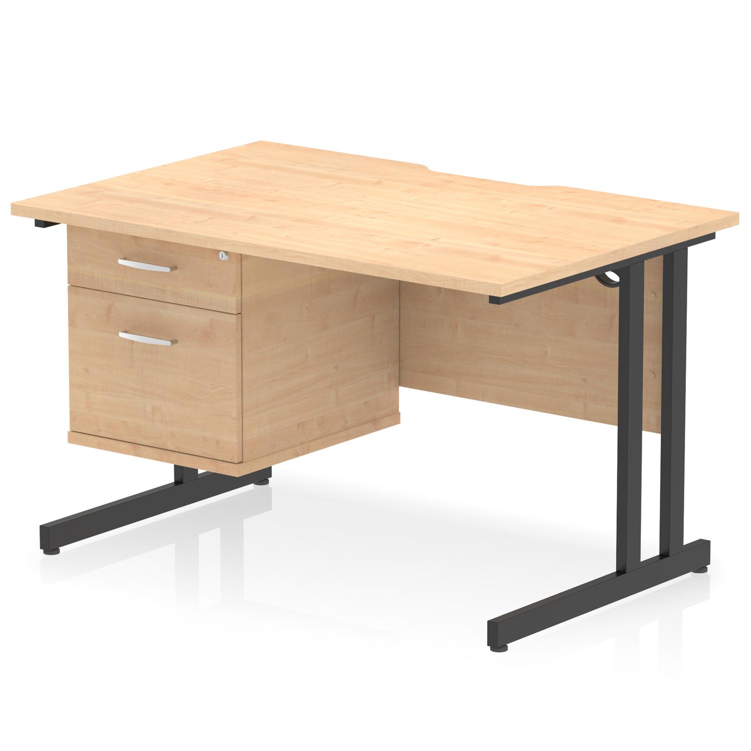 Impulse 1200 x 800mm Scalloped Edge Straight Office Desk Maple Top ...