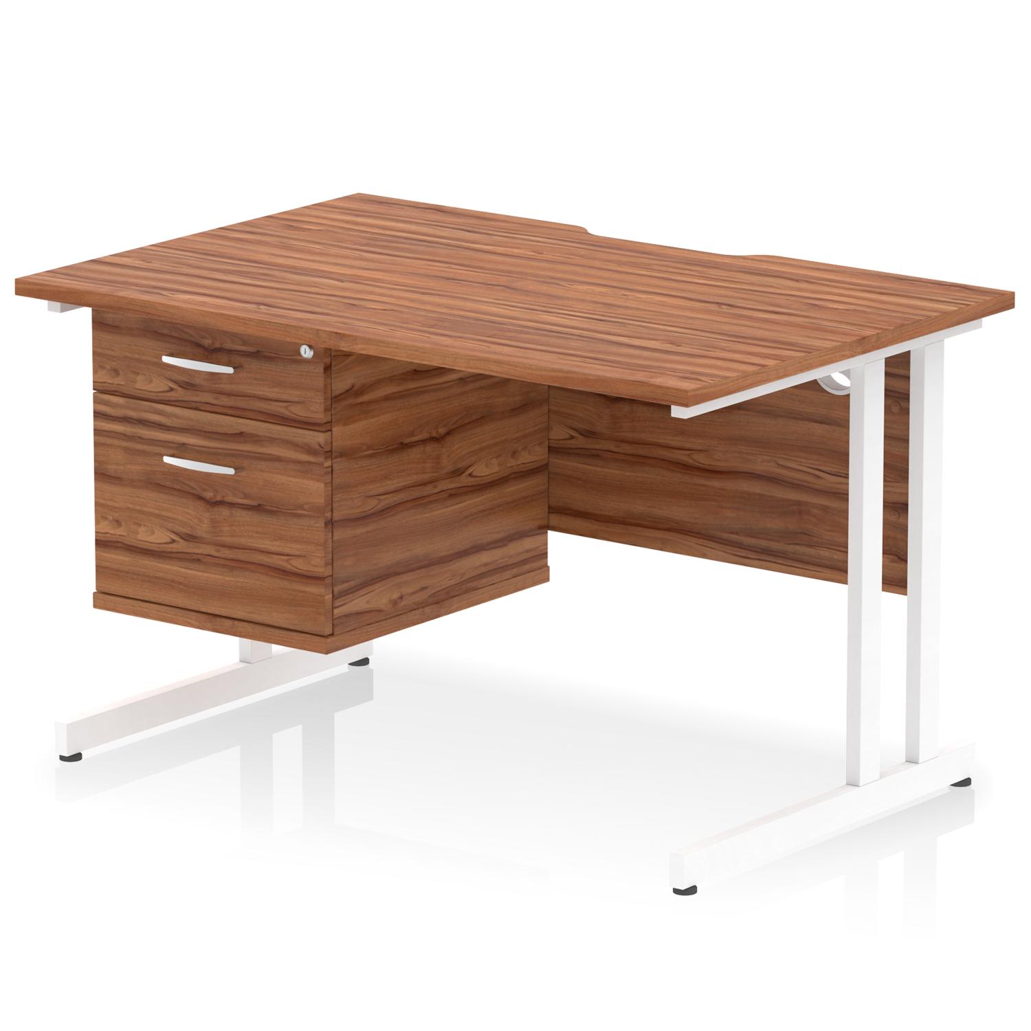 Impulse 1200 x 800mm Scalloped Edge Straight Office Desk Walnut Top ...