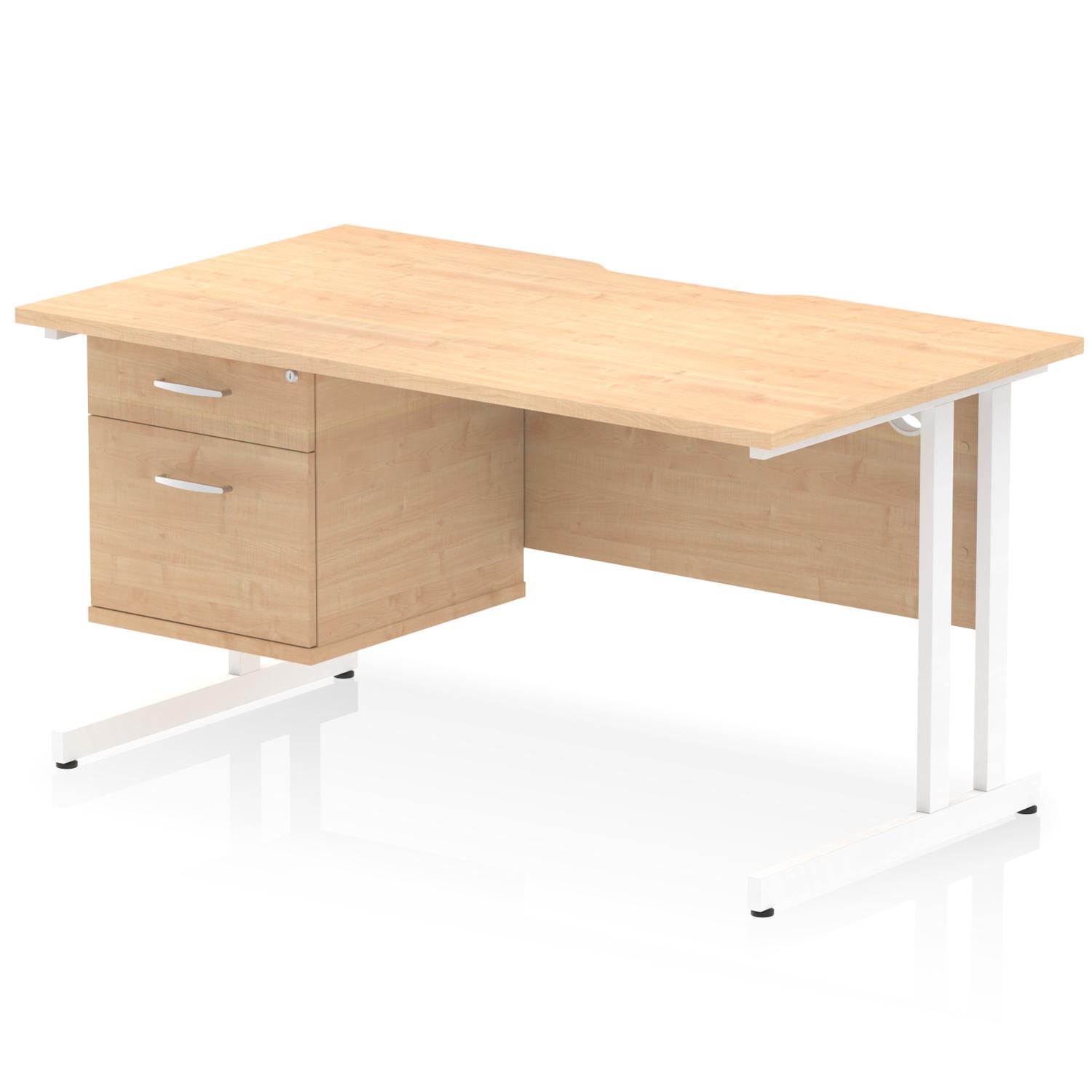 Impulse 1400 x 800mm Scalloped Edge Straight Office Desk Maple Top ...