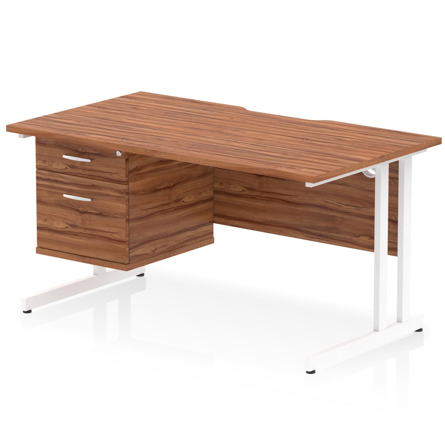 Impulse 1400 x 800mm Scalloped Edge Straight Office Desk Walnut Top ...