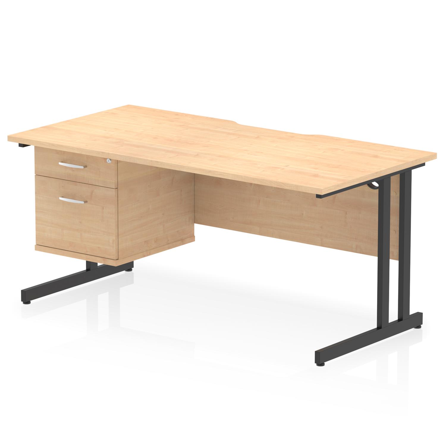 Impulse 1600 x 800mm Scalloped Edge Straight Office Desk Maple Top ...