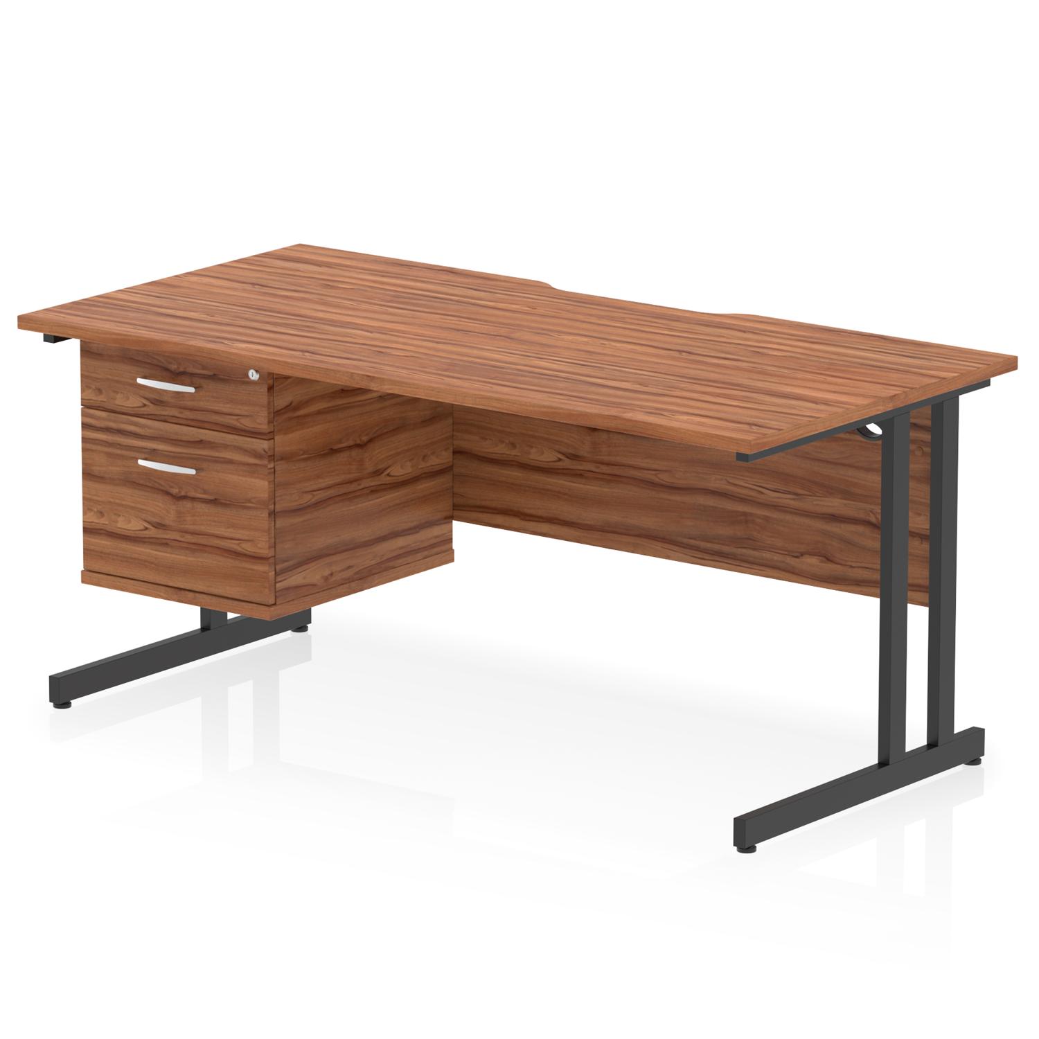 Impulse 1600 x 800mm Scalloped Edge Straight Office Desk Walnut Top ...