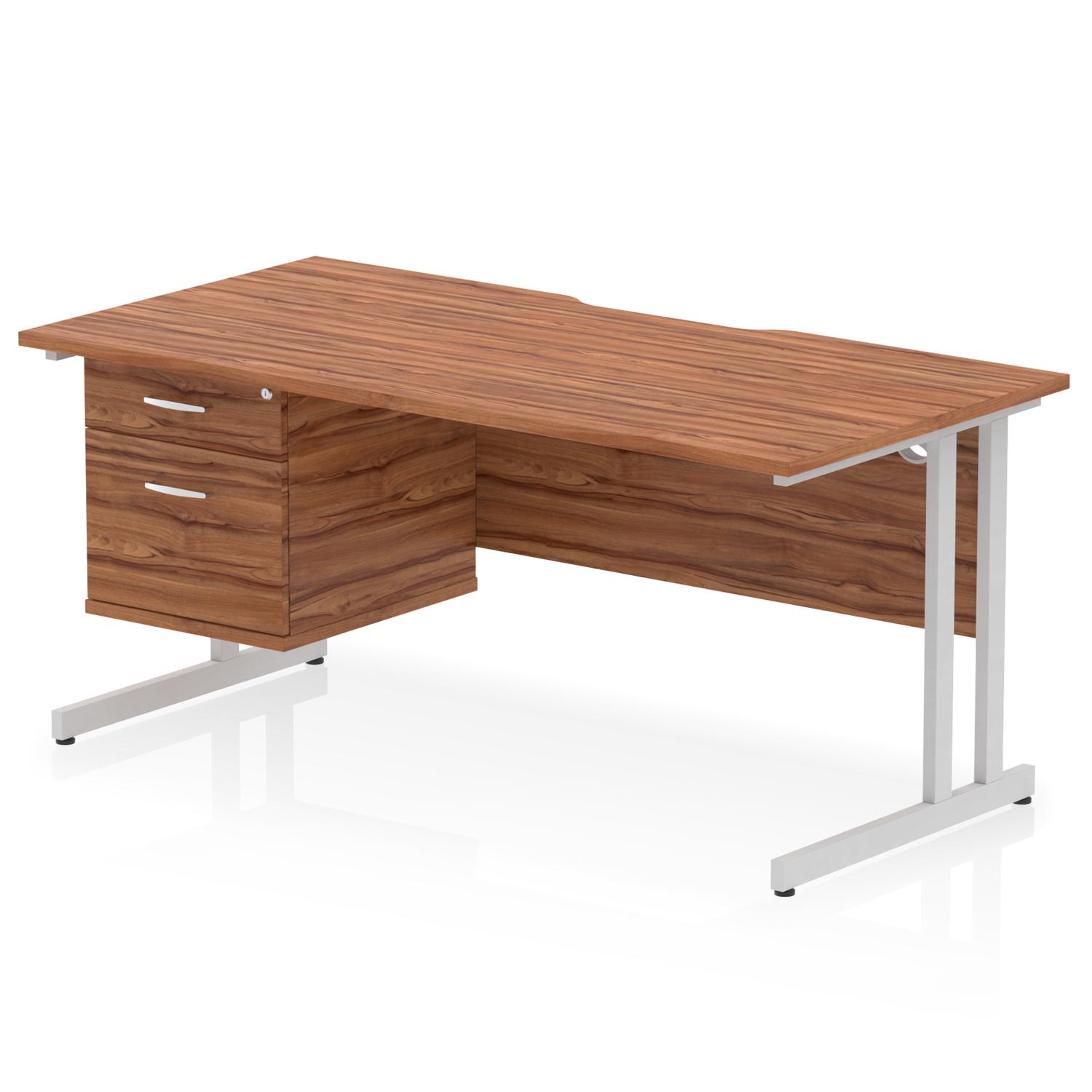 Impulse 1600 x 800mm Scalloped Edge Straight Office Desk Walnut Top ...