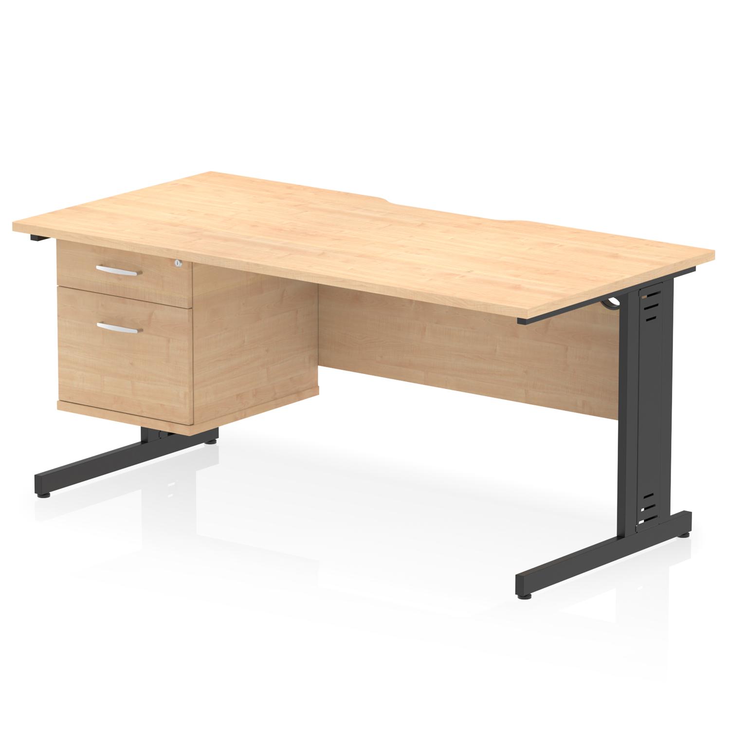 Impulse 1600 x 800mm Scalloped Edge Straight Office Desk Maple Top ...