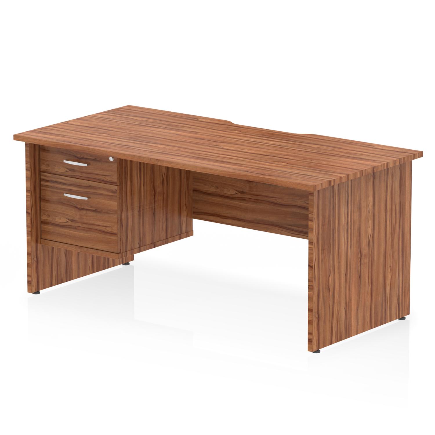 Impulse 1600 x 800mm Scalloped Edge Straight Office Desk Walnut Top ...